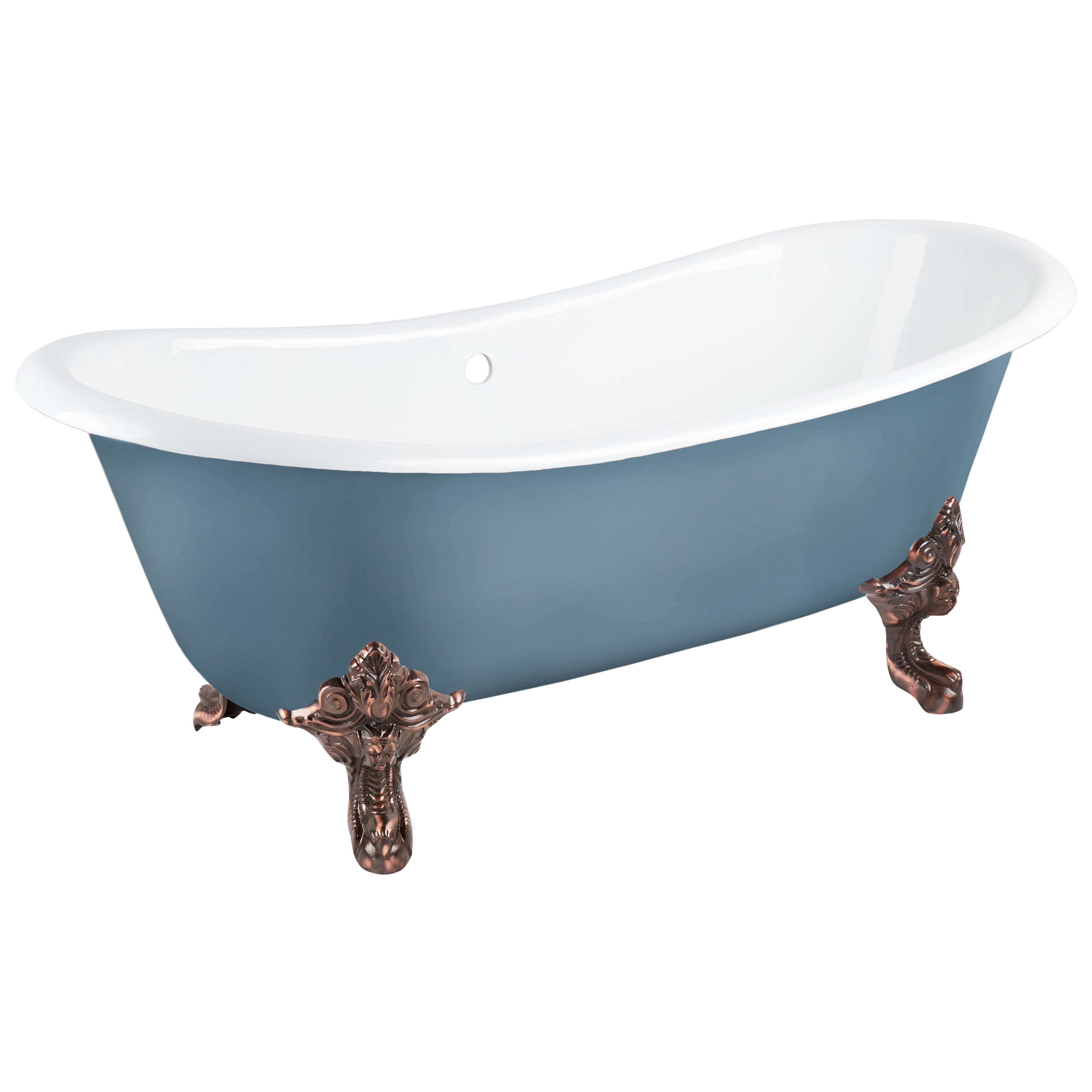 72" Lena Cast Iron Tub - Oil Rubbed Bronze Monarch Feet - Slate Blue ...