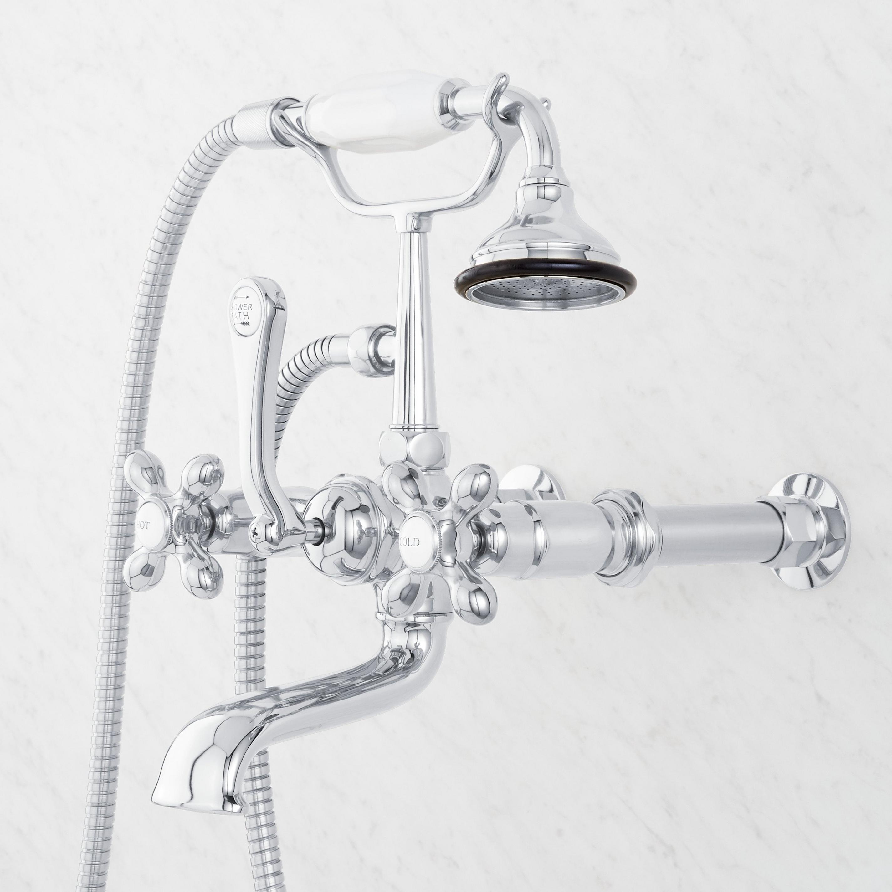 Wall-Mount Telephone Tub Faucet and Hand Shower - Cross Handles ...
