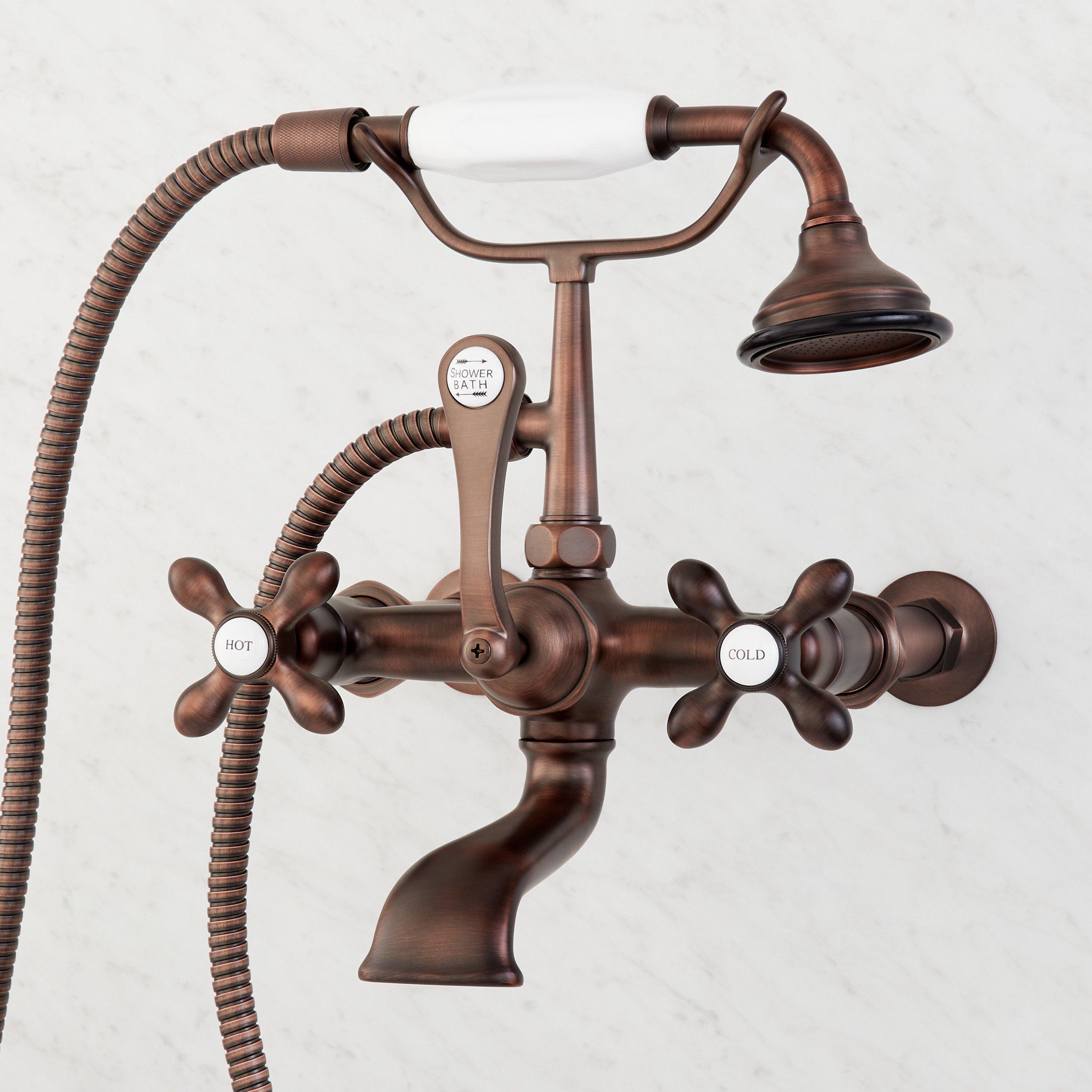 Wall-Mount Telephone Faucet with Cross Handles and 4" Wall Couplers ...