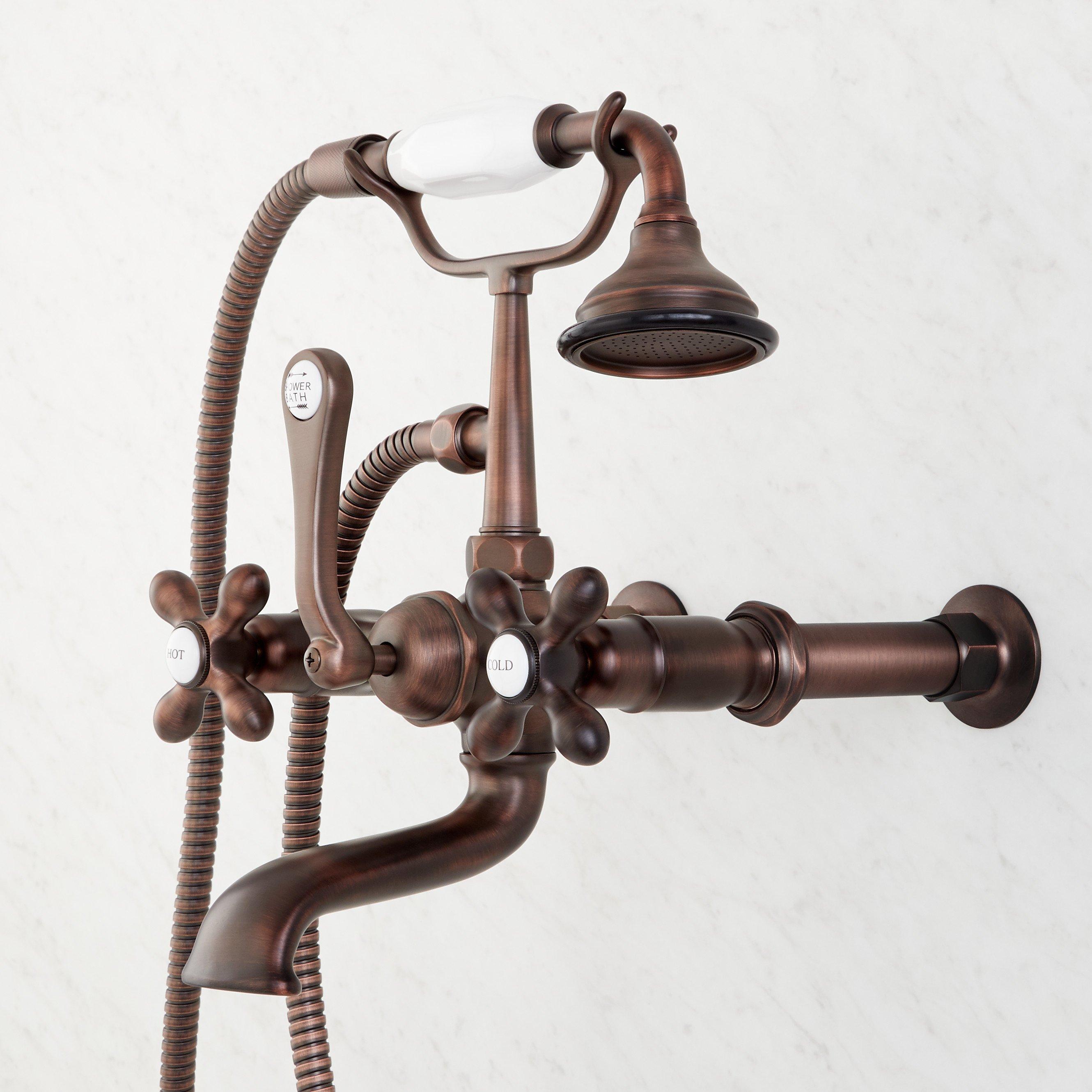 Wall-Mount Telephone Faucet with Cross Handles and 6" Wall Couplers ...