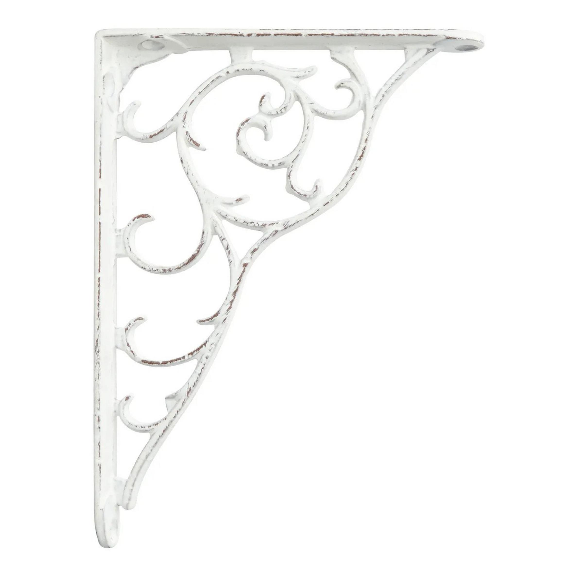 Tendril Solid Brass Shelf Bracket - Distressed White | Signature Hardware
