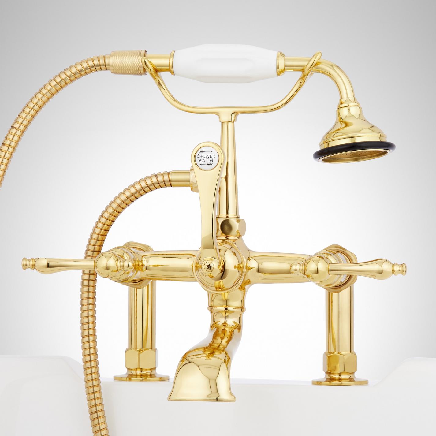 Deck-Mount Telephone Tub Faucet with Lever Handles and Deck Couplers ...
