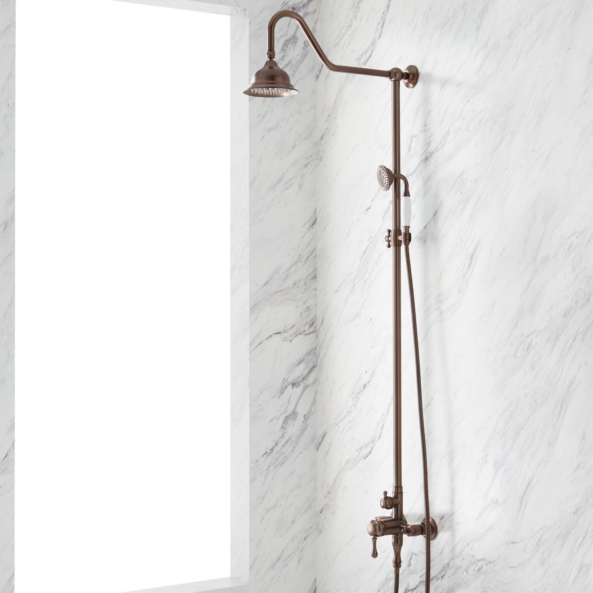 Alliston Exposed Pipe Shower with Hand Shower | Signature Hardware