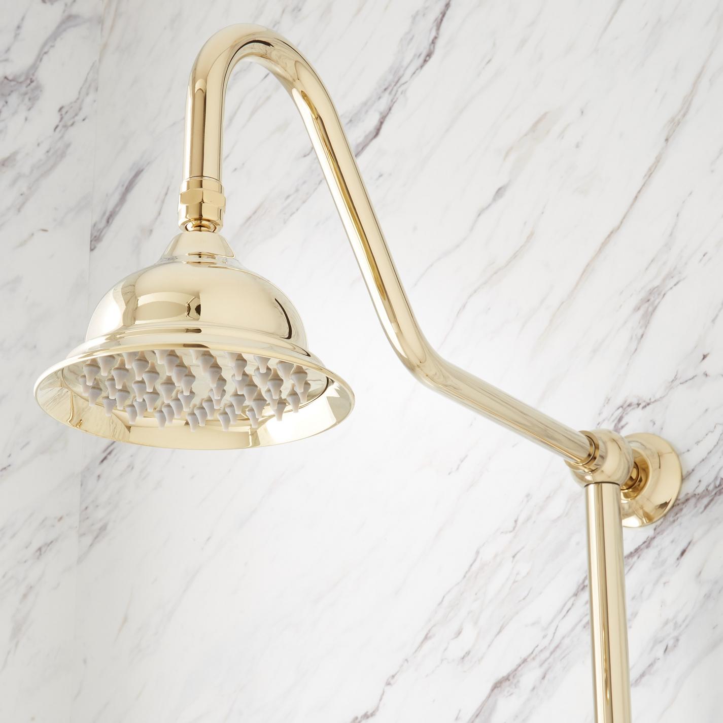 Alliston Exposed Pipe Shower with Hand Shower - Polished Brass ...