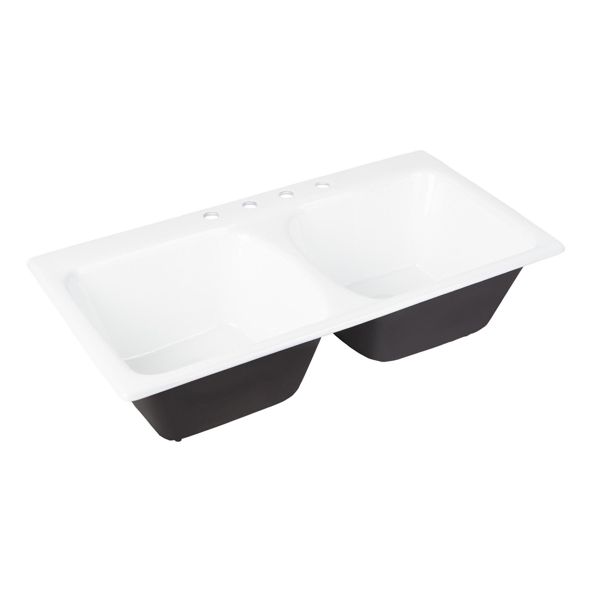 43" Selkirk Double-Bowl Cast Iron Drop-in Kitchen Sink - White ...