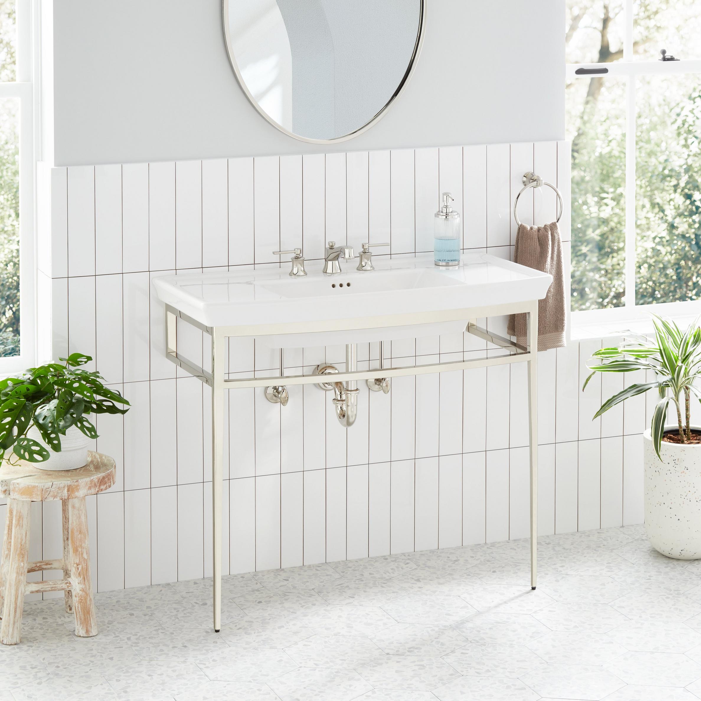 Olney Porcelain Console Sink with Metal Stand | Signature Hardware
