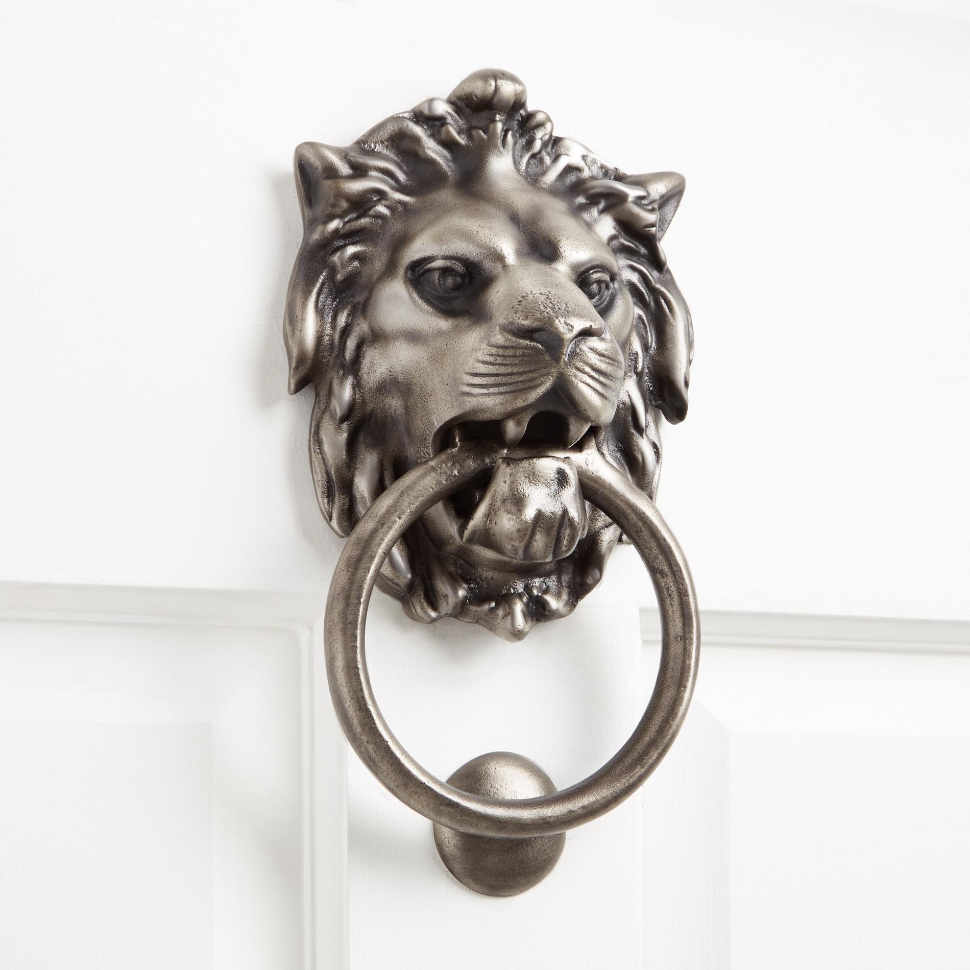 Large Iron Lion Door Knocker - Antique Pewter | Signature Hardware