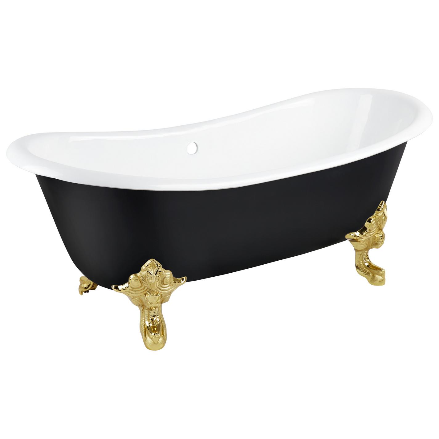 72" Lena Cast Iron Clawfoot Tub - Polished Brass Monarch Imperial Feet ...