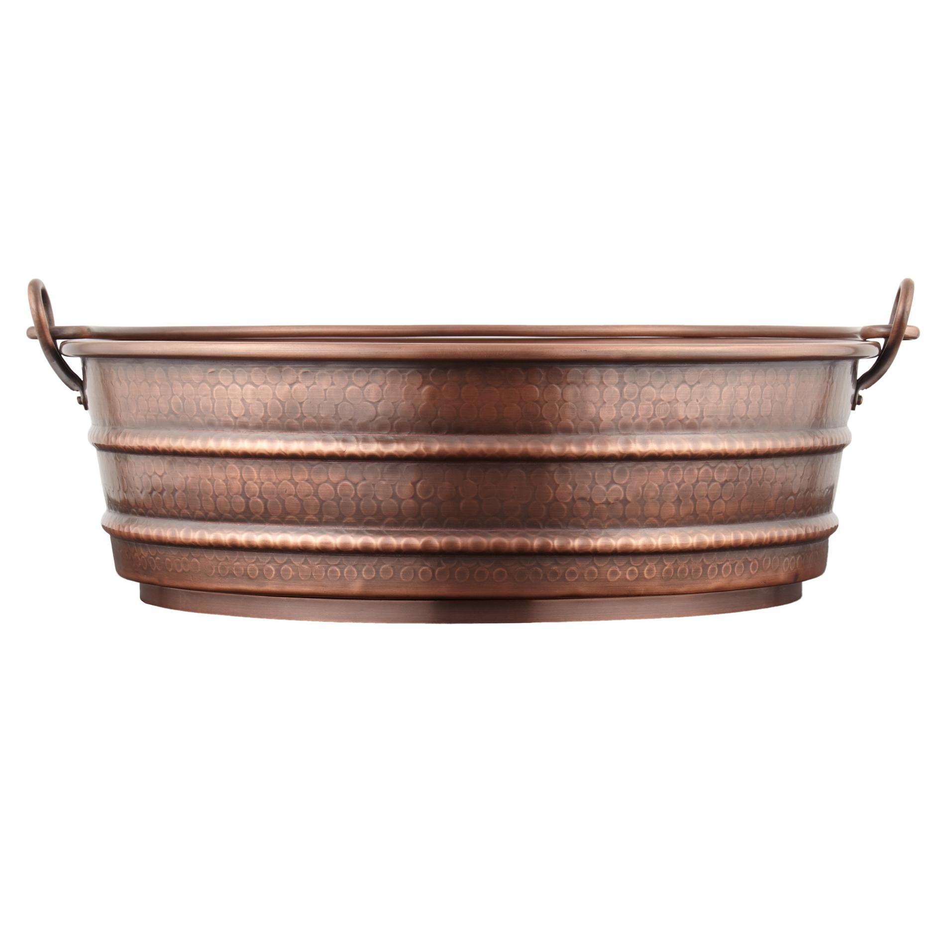 17" Copper Bucket Vessel Sink - Hammered - Decorative Copper Handle ...