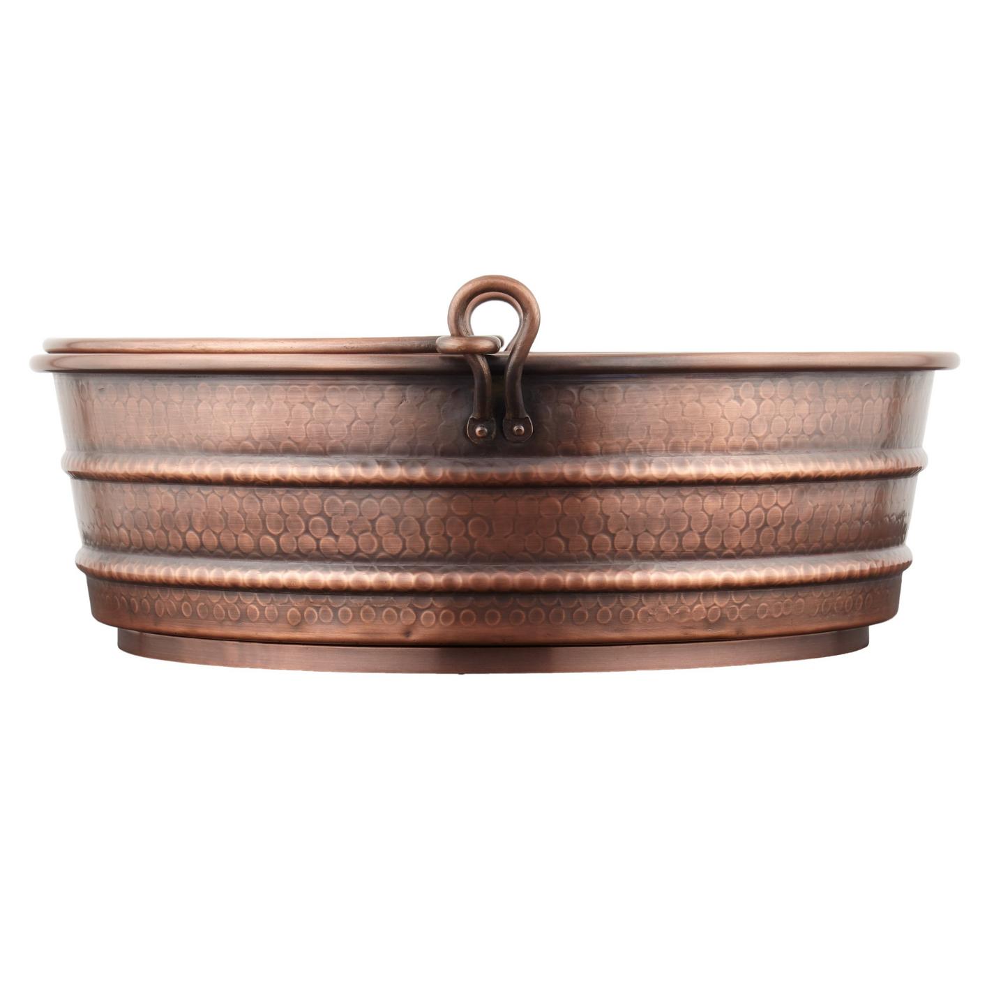 17" Copper Bucket Vessel Sink - Hammered - Decorative Copper Handle ...