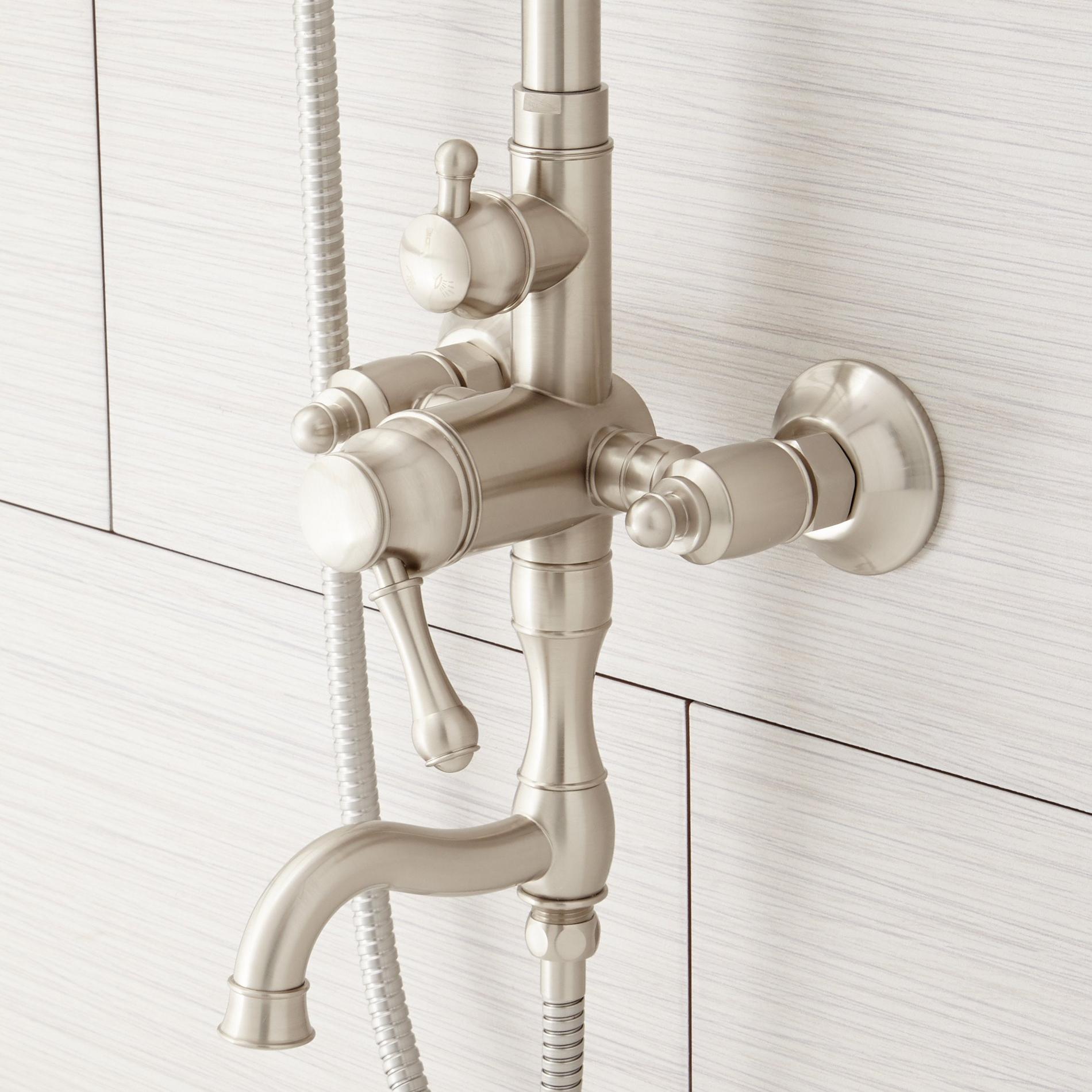 Dolwick Exposed Pipe Shower and Tub Faucet - Brushed Nickel | Signature ...