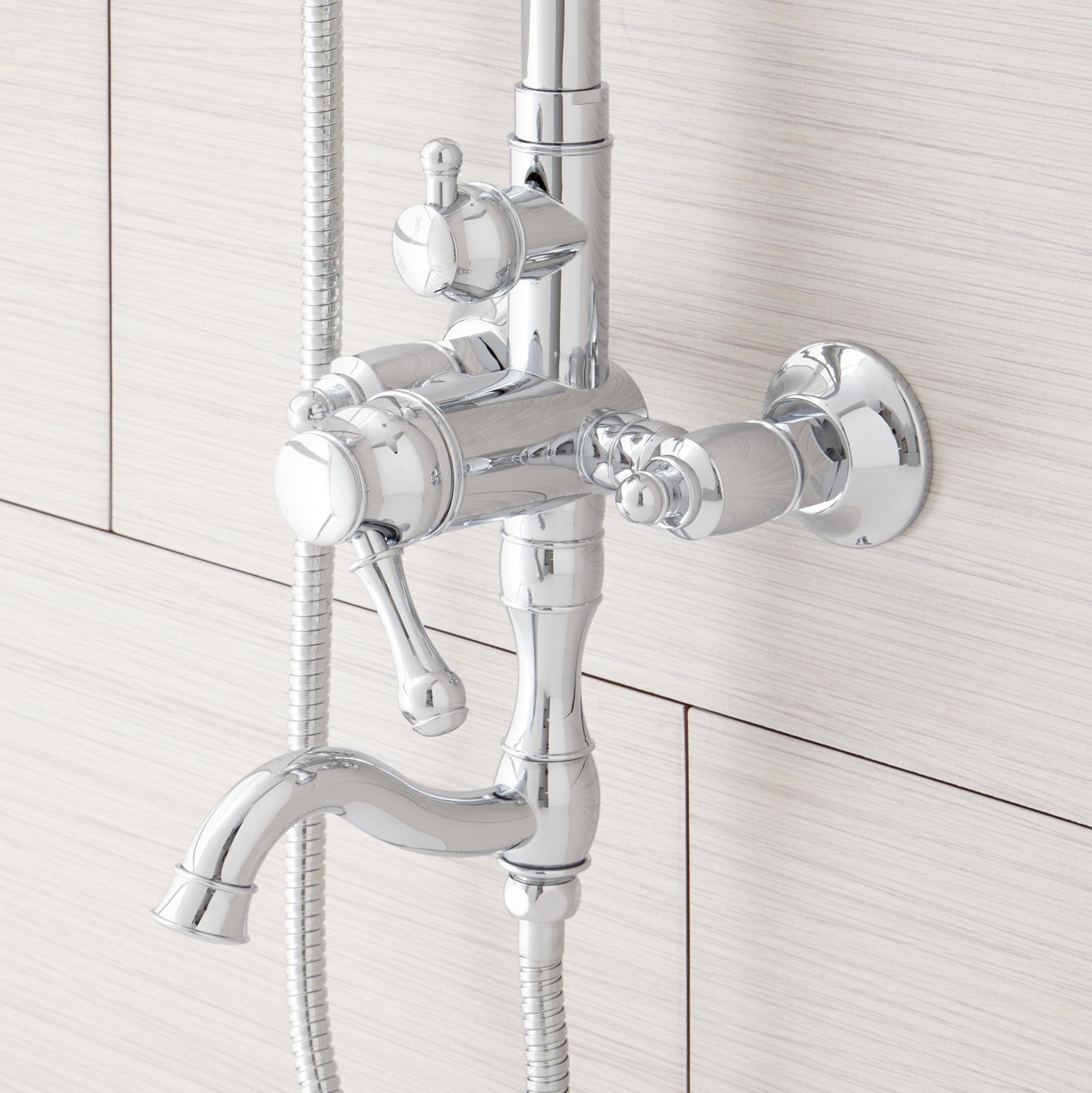 Dolwick Exposed Pipe Shower and Tub Faucet - Chrome | Signature Hardware