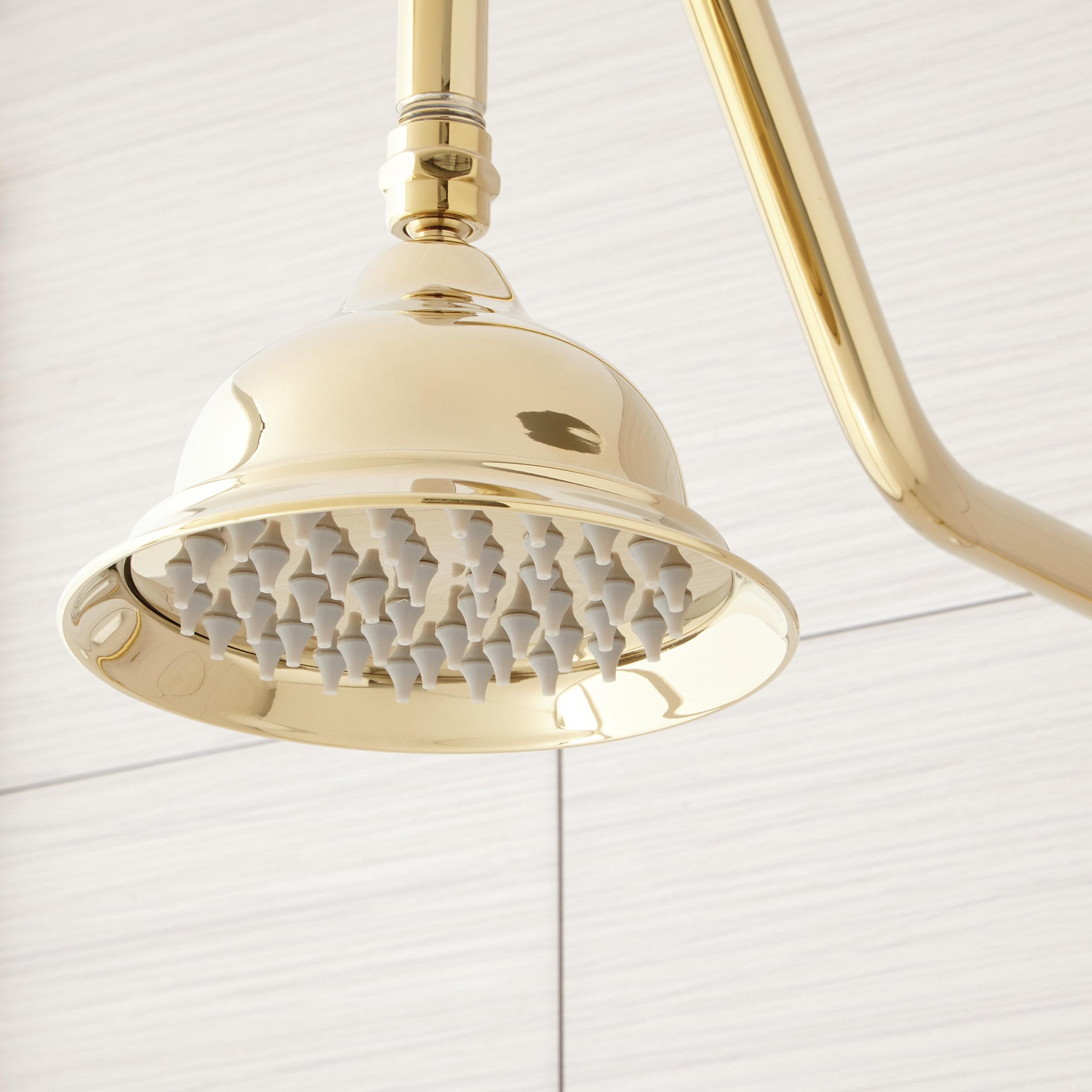 Dolwick Exposed Pipe Shower and Tub Faucet - Polished Brass | Signature ...