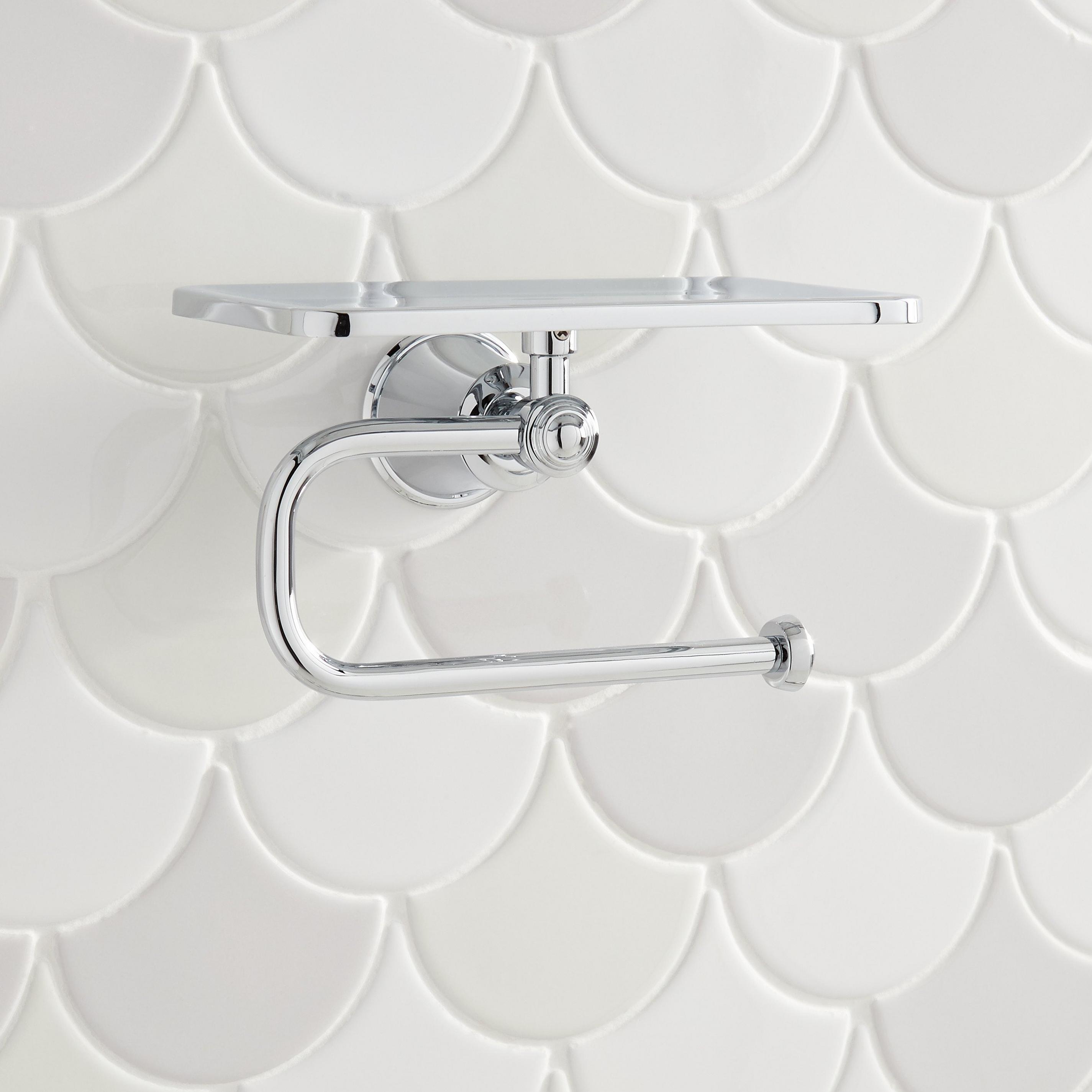 Cooper Toilet Paper Holder with Shelf - Chrome | Signature Hardware