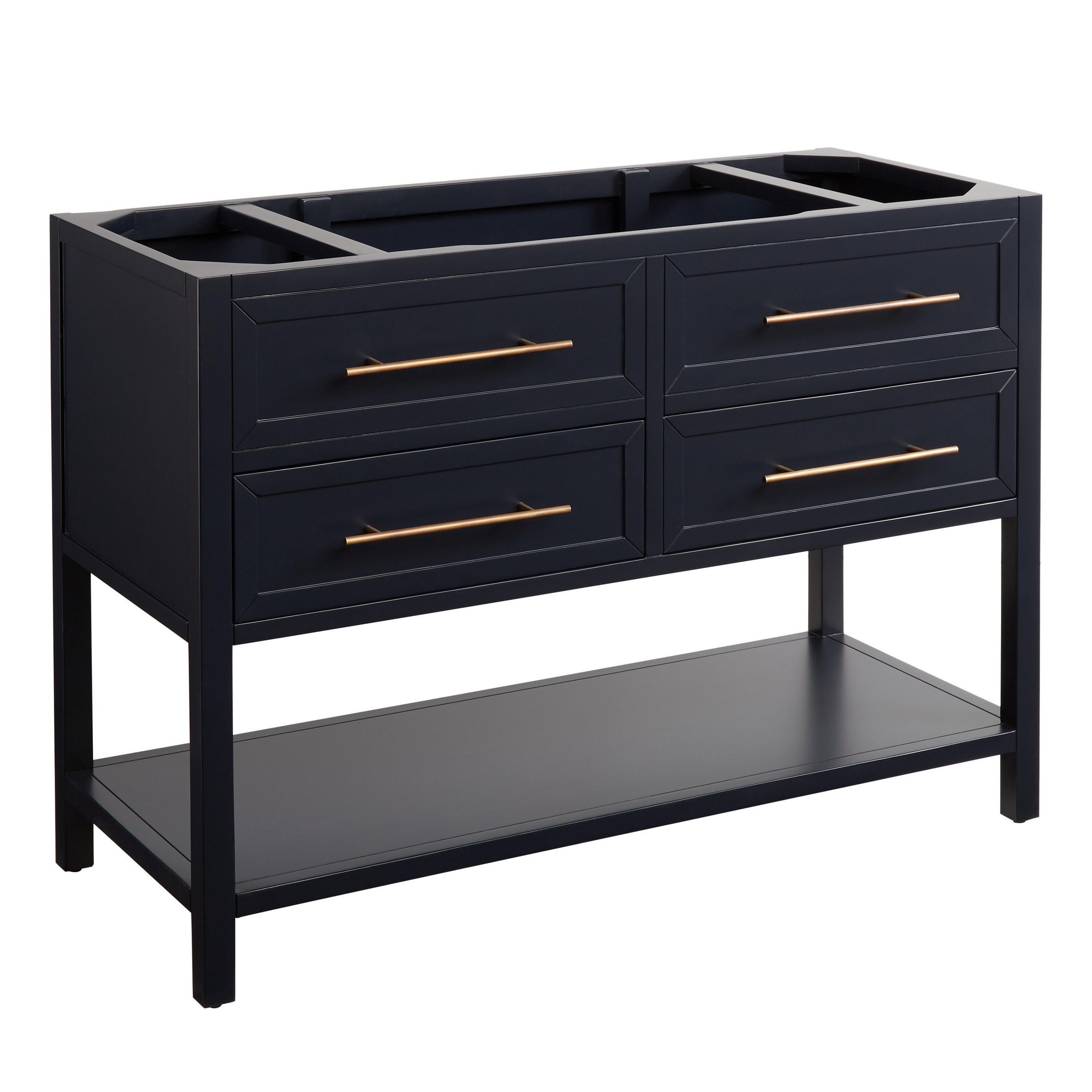 48" Robertson Midnight Navy Vanity - Carrara Marble - Single Hole ...