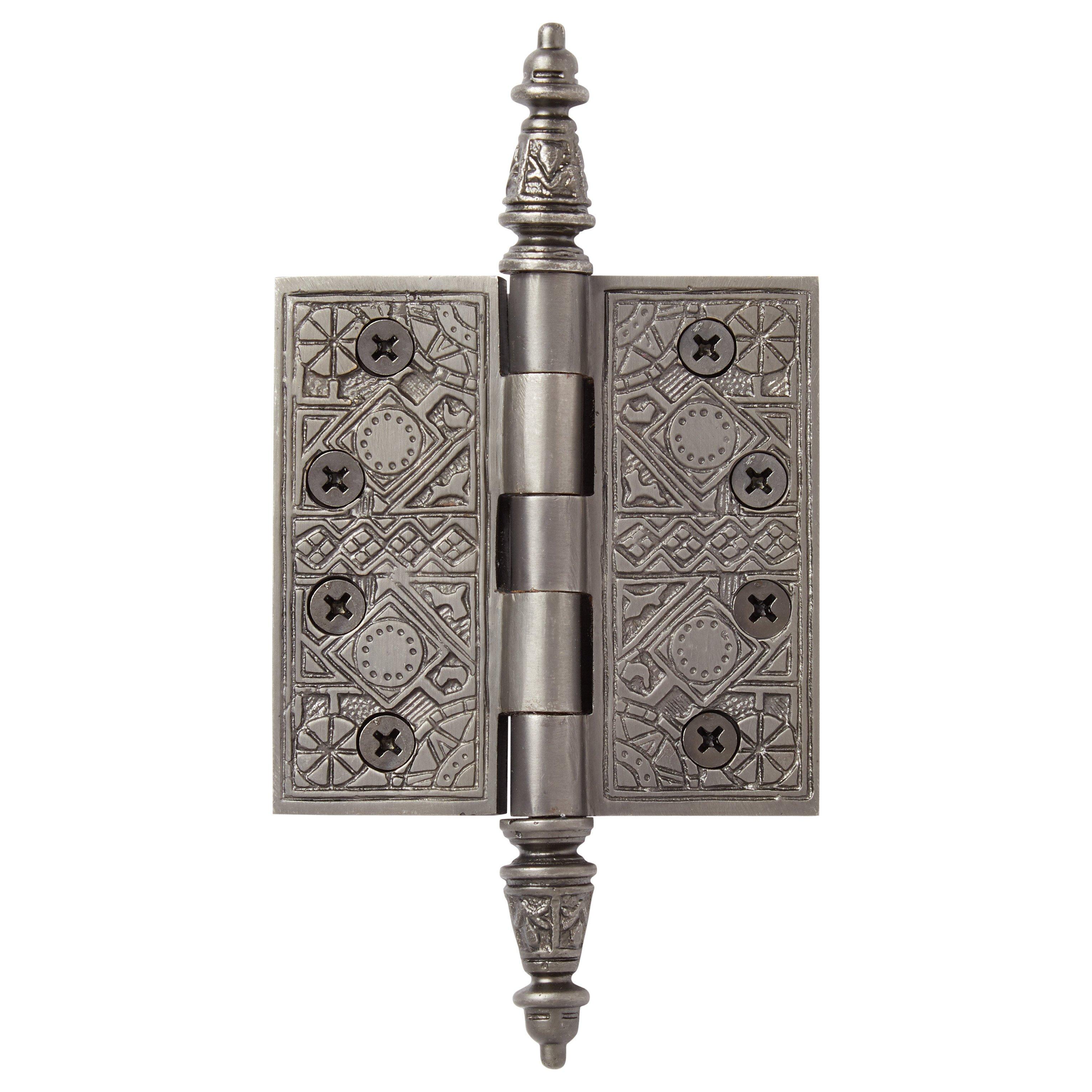 Geometric Solid Brass Door Hinge - Antique Pewter | Signature Hardware