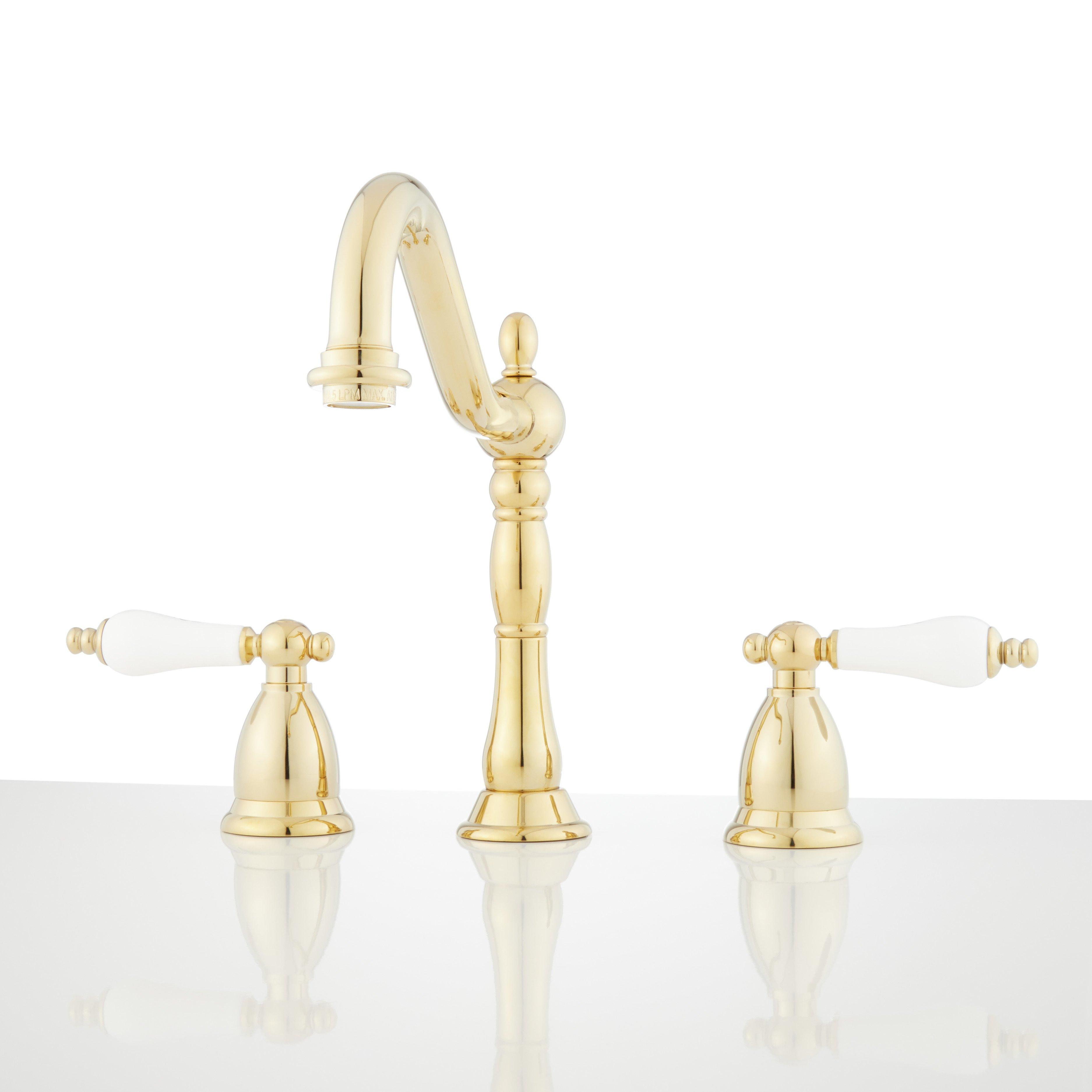 Victorian Gooseneck Bathroom Faucet - Porcelain Lever Handles ...