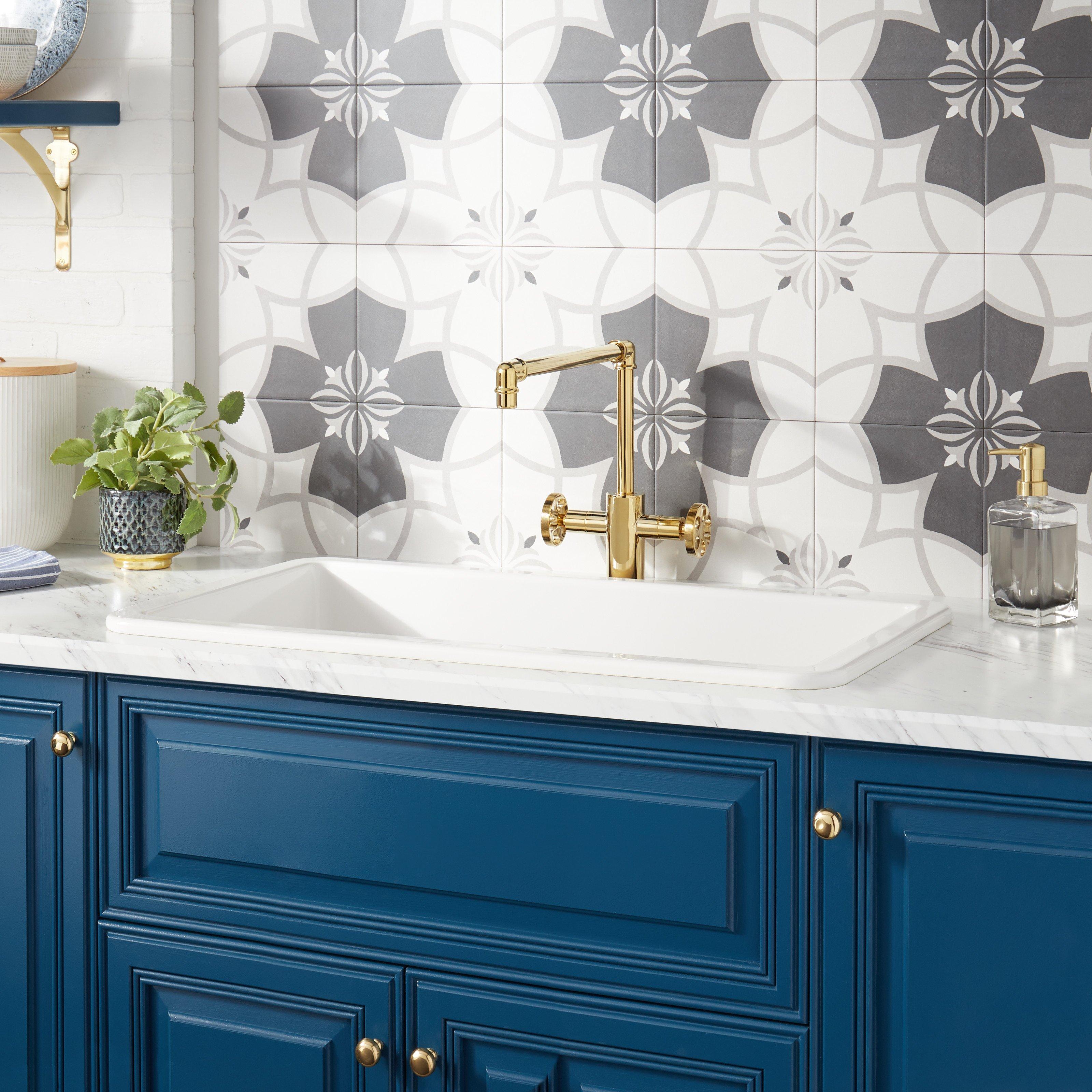 32" Derin Fireclay Dual-Mount Kitchen Sink - Drop-In or Undermount ...