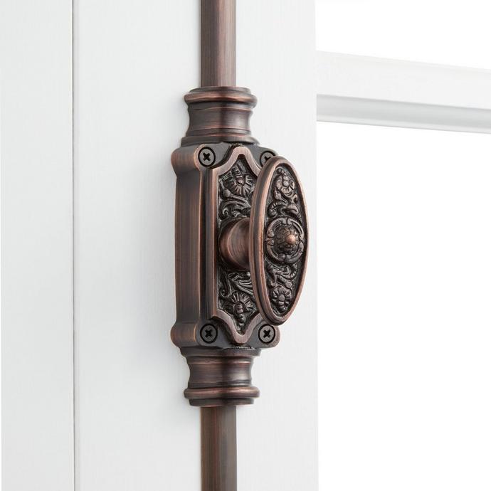 Temple Iron Cabinet Cremone Bolt - Antique Iron | Signature Hardware