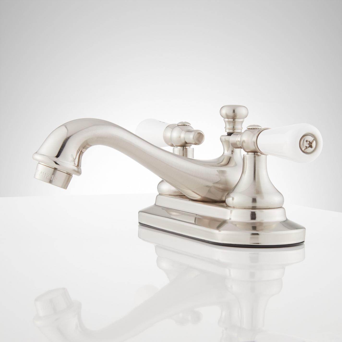 Teapot Centerset Bathroom Faucet - Small Porcelain Lever Handles ...