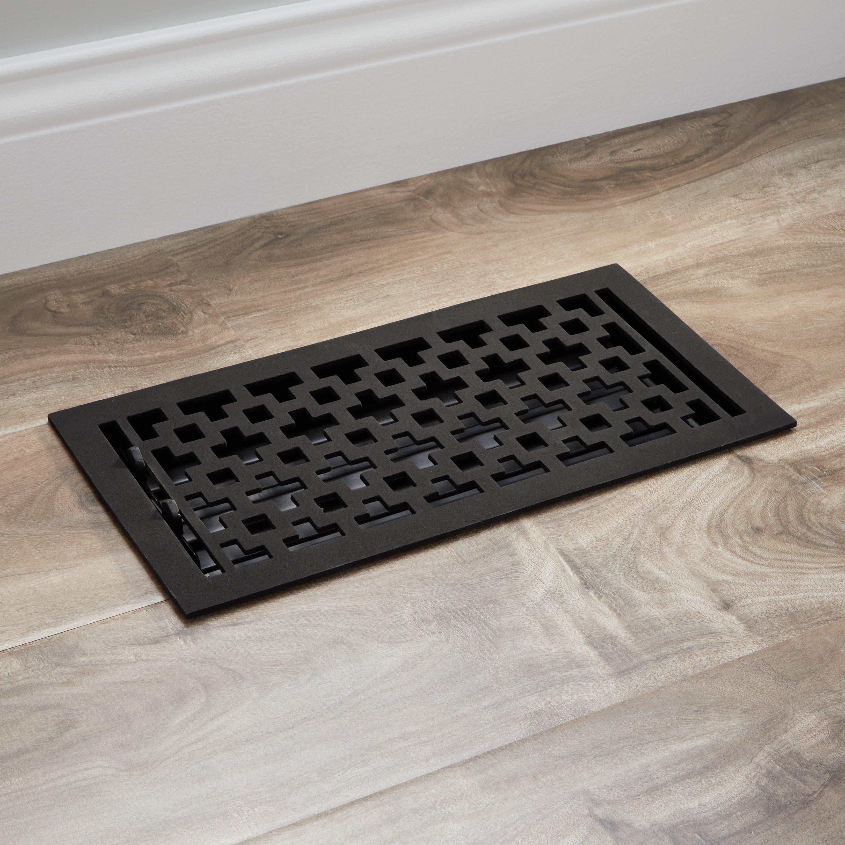 Durand Cast Iron Floor Register - Black 6" x 12" (6-5/8" x 13-1/4 ...