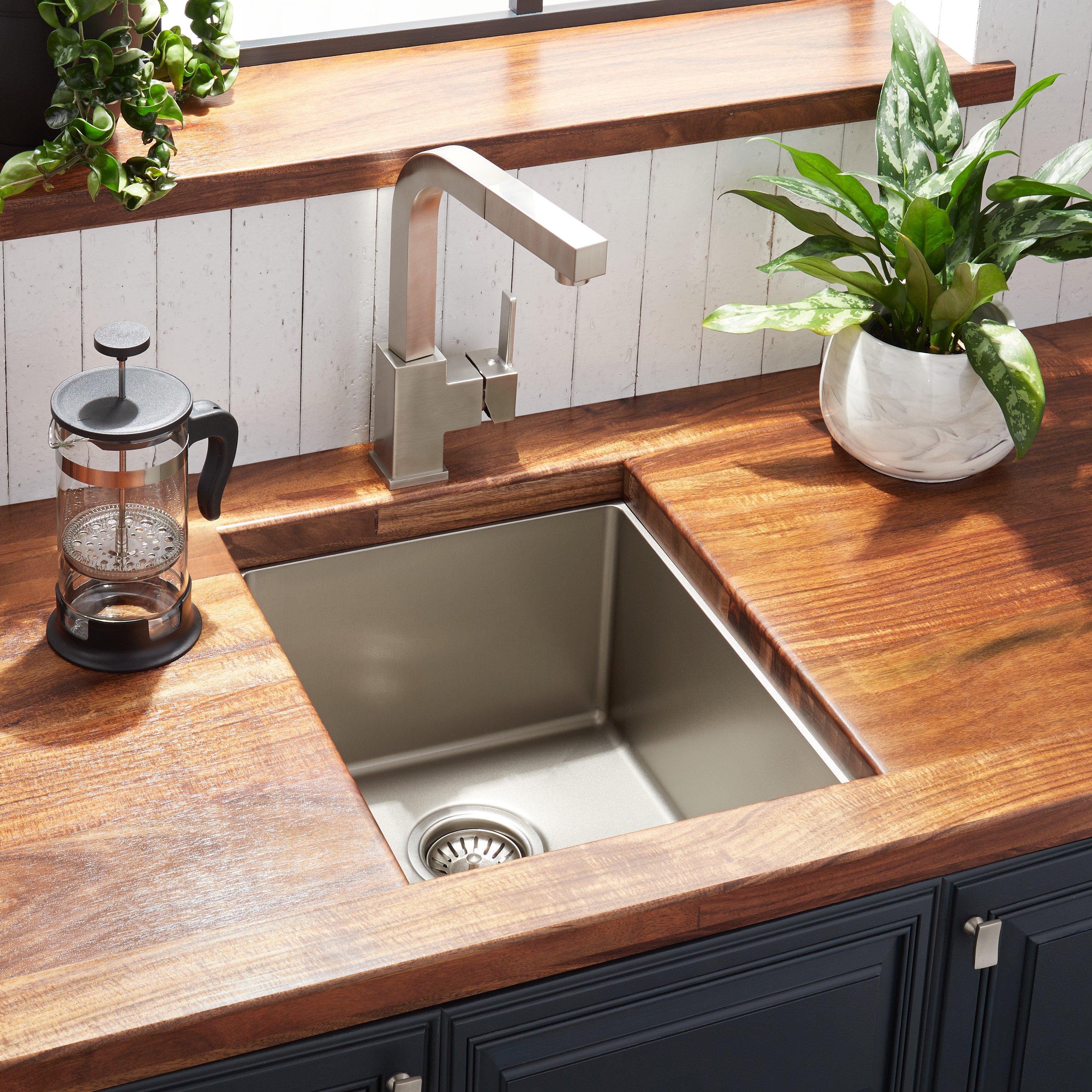 15" Atlas Stainless Steel Undermount Prep Sink - Pewter | Signature ...