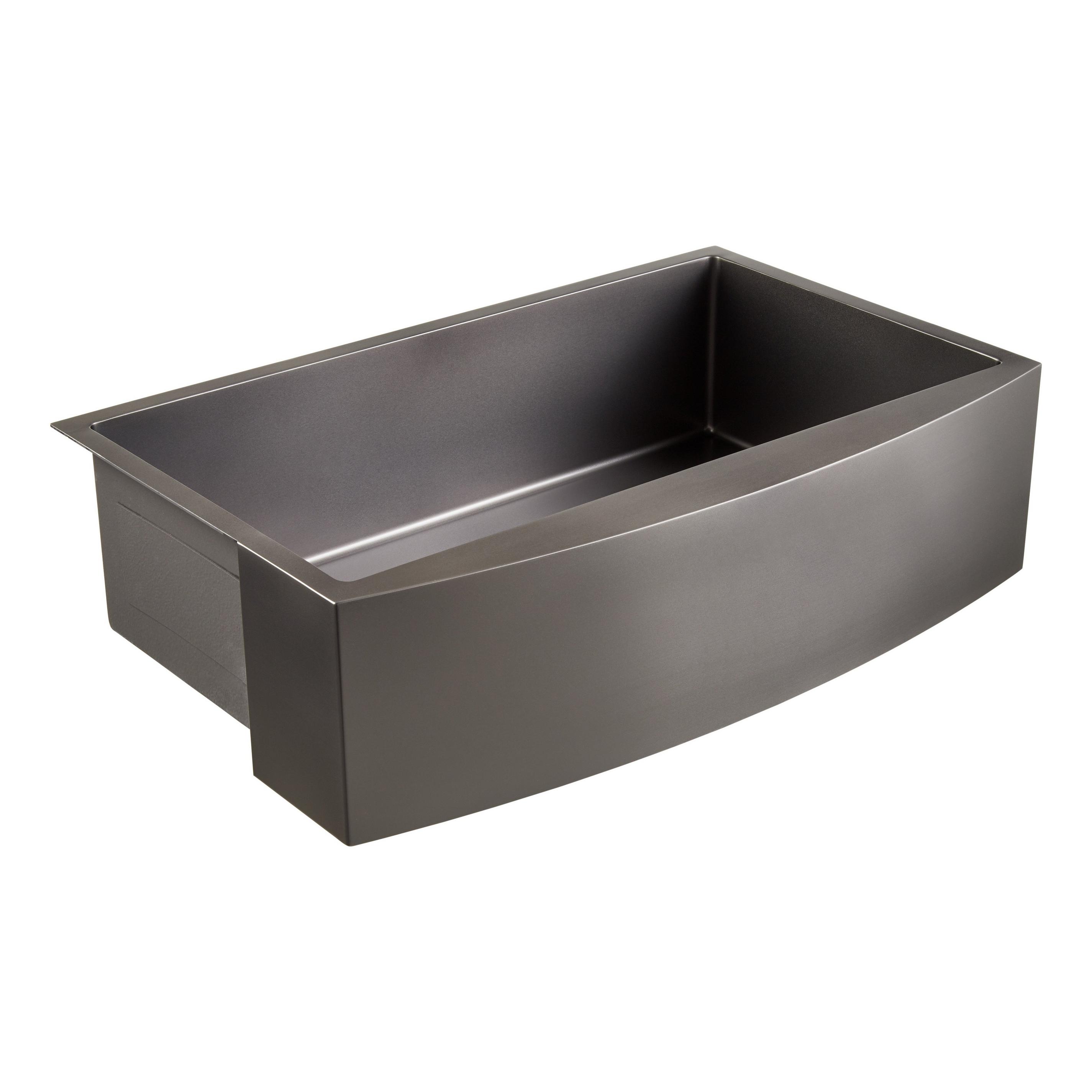 30" Atlas Stainless Steel Farmhouse Sink - Curved Apron - Gunmetal ...