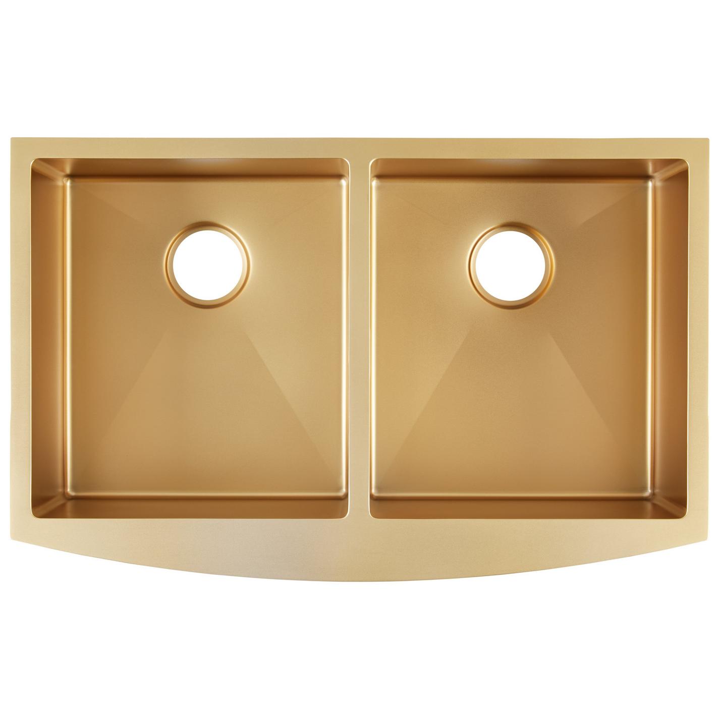 33" Atlas Double-Bowl Stainless Steel Farmhouse Sink - Curved Apron ...