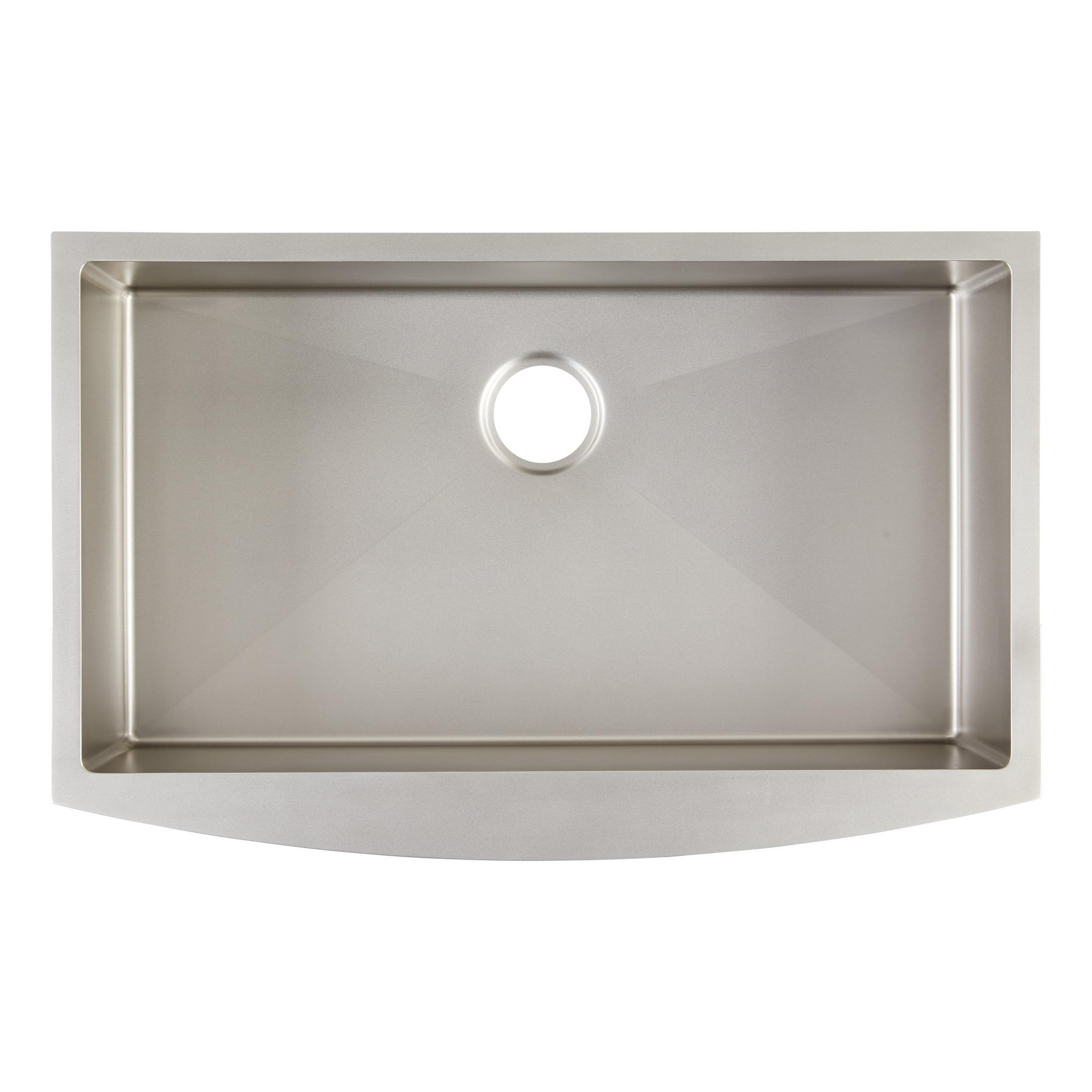 36" Atlas Stainless Steel Farmhouse Sink - Curved Apron - Pewter ...