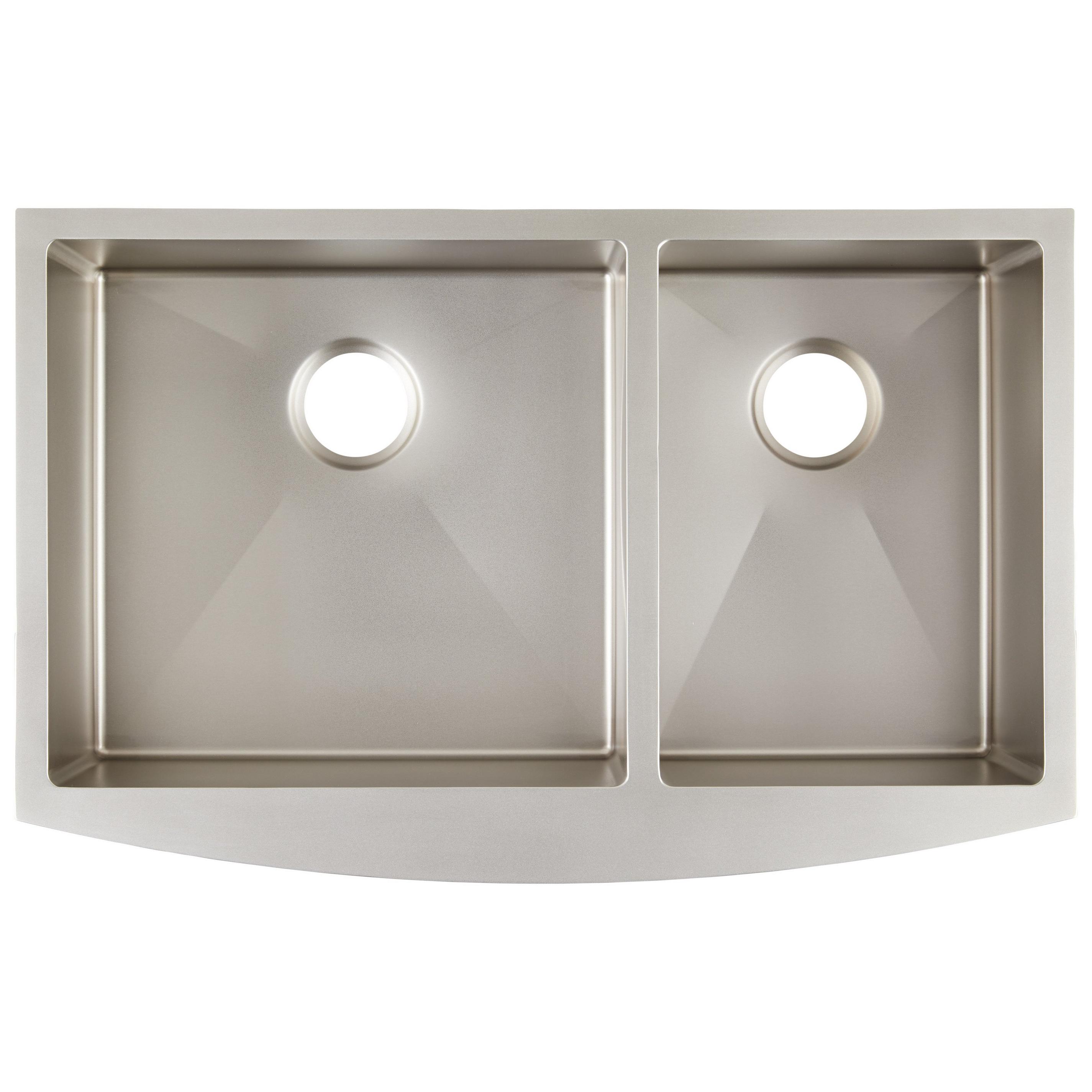 36" Atlas 60/40 Offset Double-Bowl Stainless Steel Farmhouse Sink ...