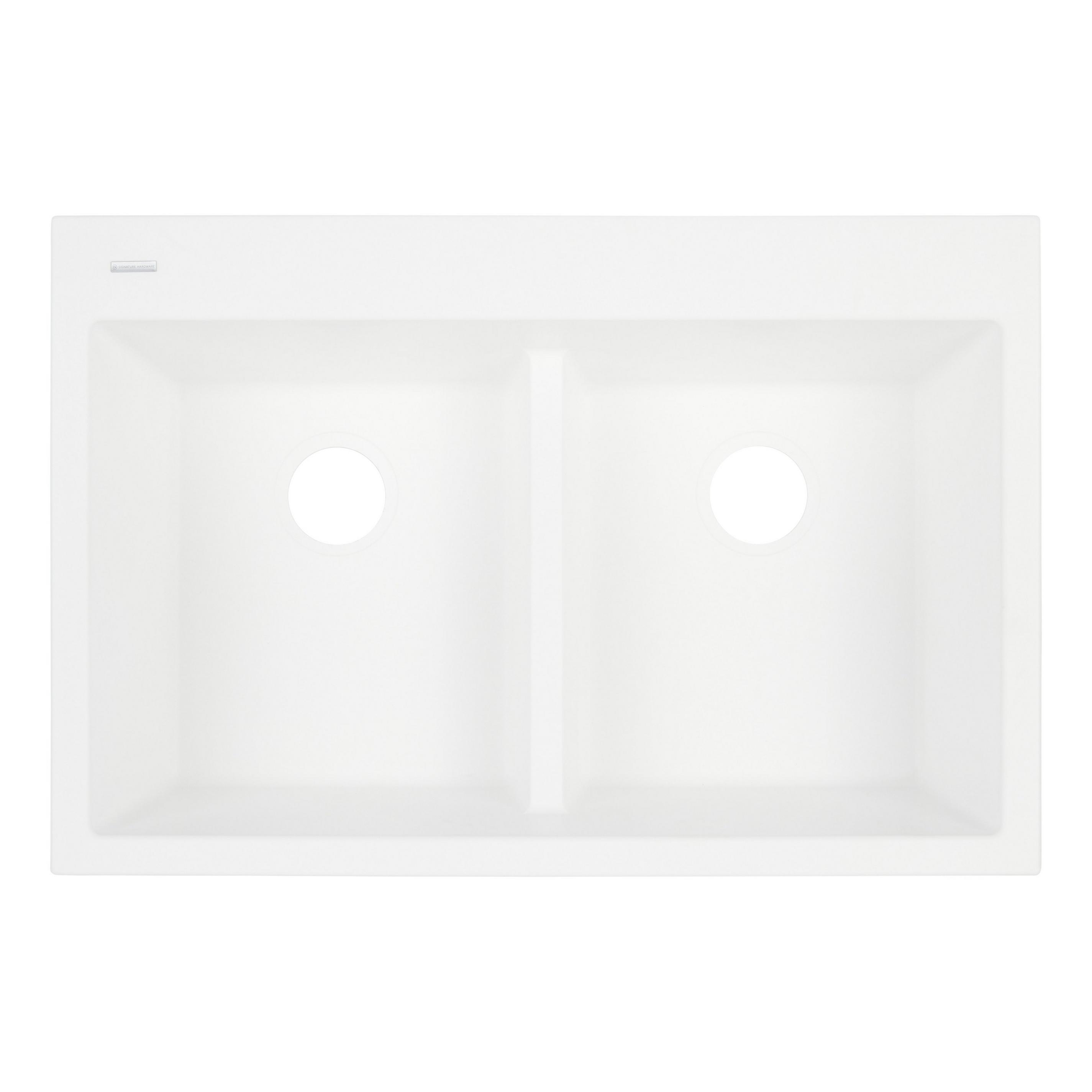 33" Algren Double-Bowl Drop-In Granite Composite Sink - Cloud White ...
