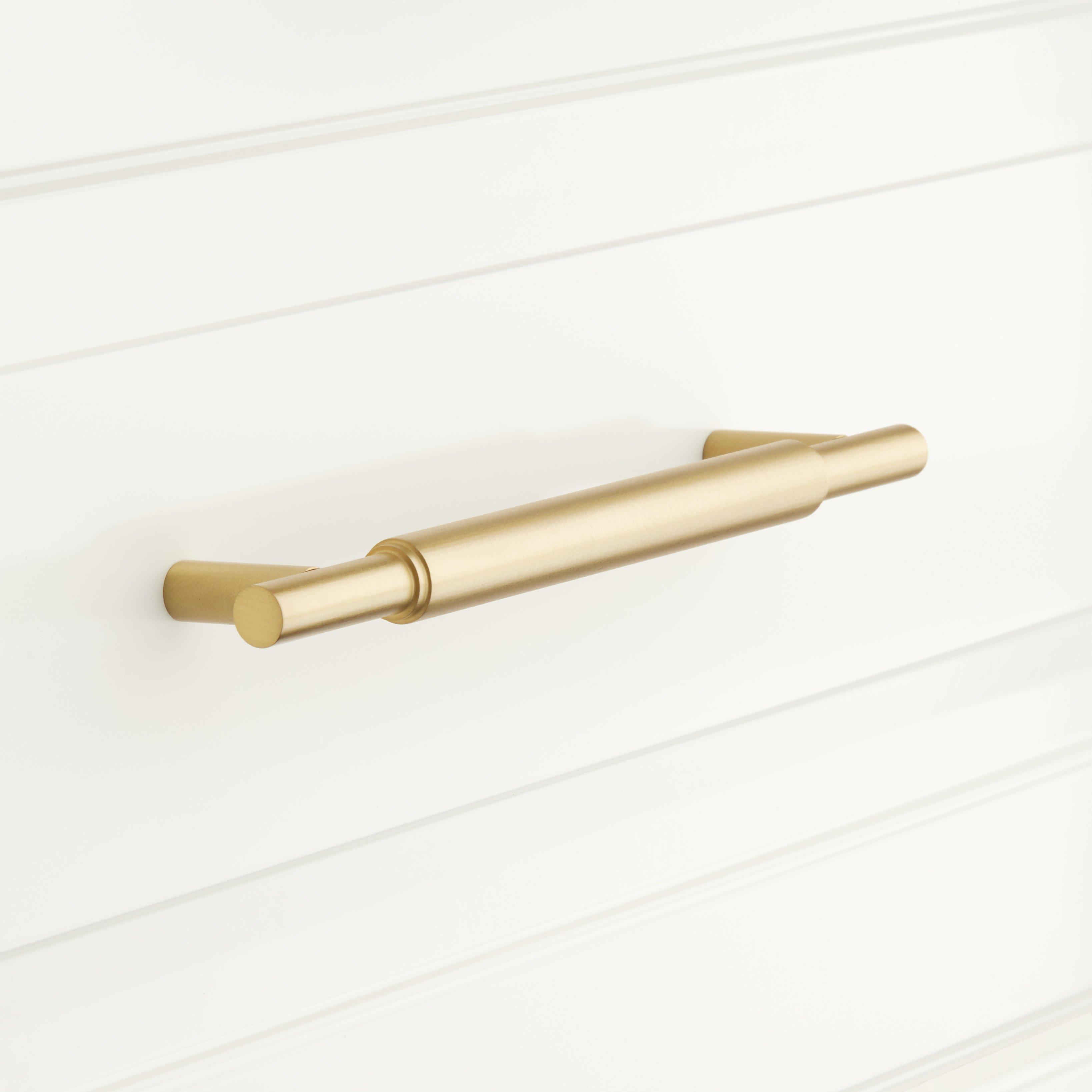 3-3/4" Colmar Solid Brass Cabinet Pull - Satin Brass | Signature Hardware