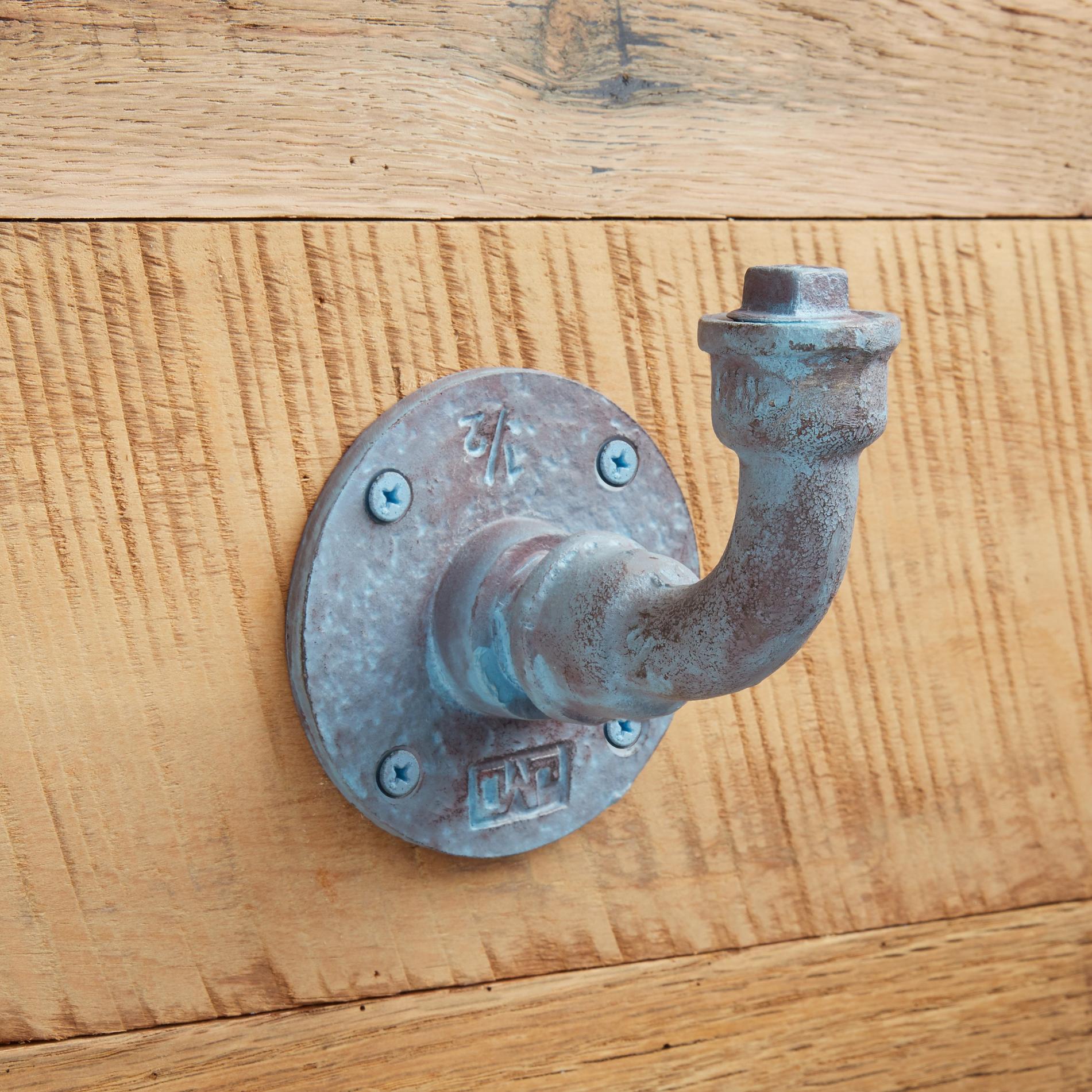 Keating Iron Pipe Hook - Blue Patina | Signature Hardware