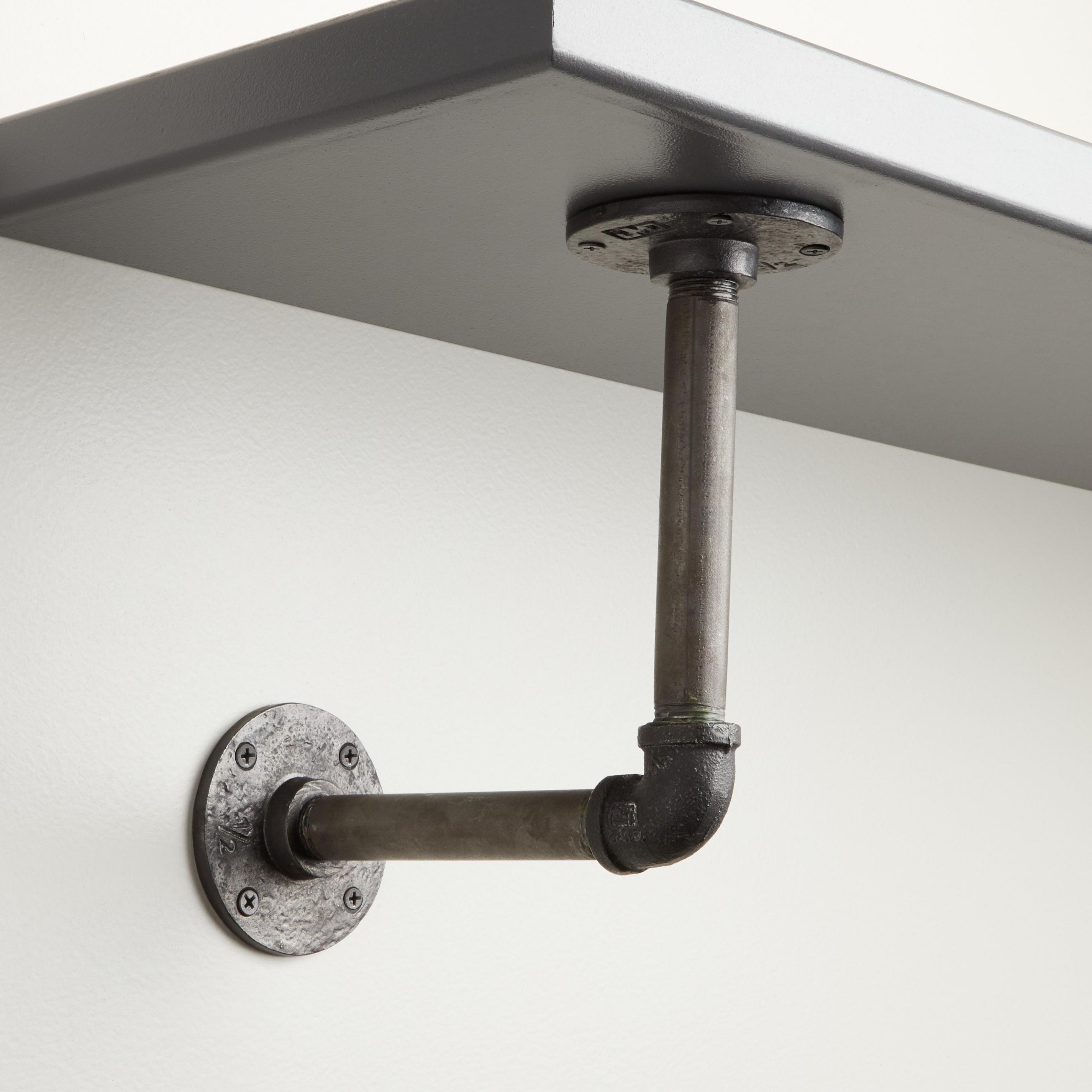 Gibson Iron Pipe L-Shaped Shelf Brackets | Signature Hardware