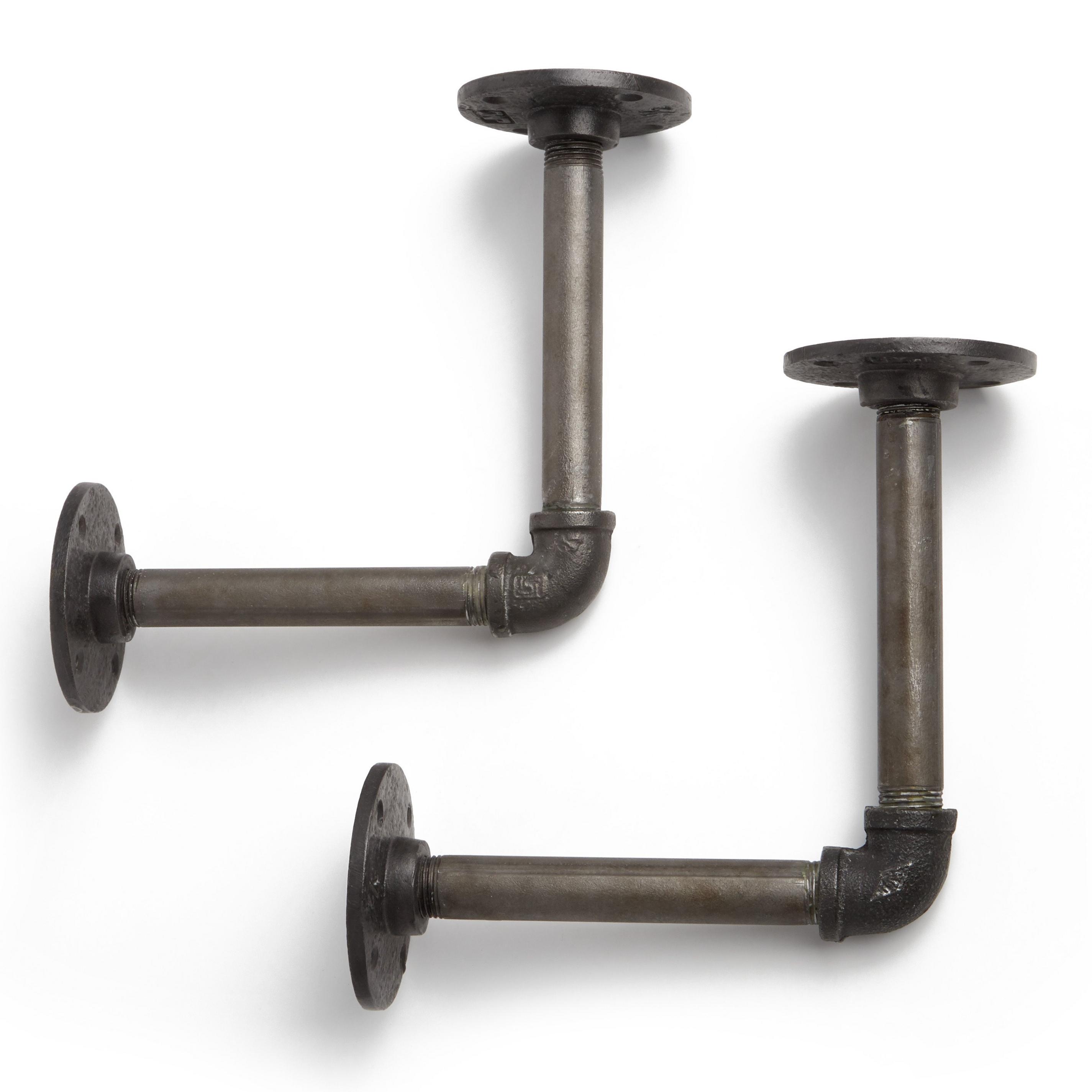 Gibson Iron Pipe L-Shaped Shelf Brackets | Signature Hardware