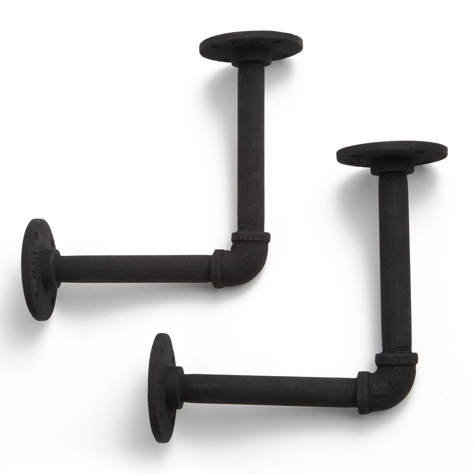 Gibson Iron Pipe L-Shaped Shelf Brackets | Signature Hardware