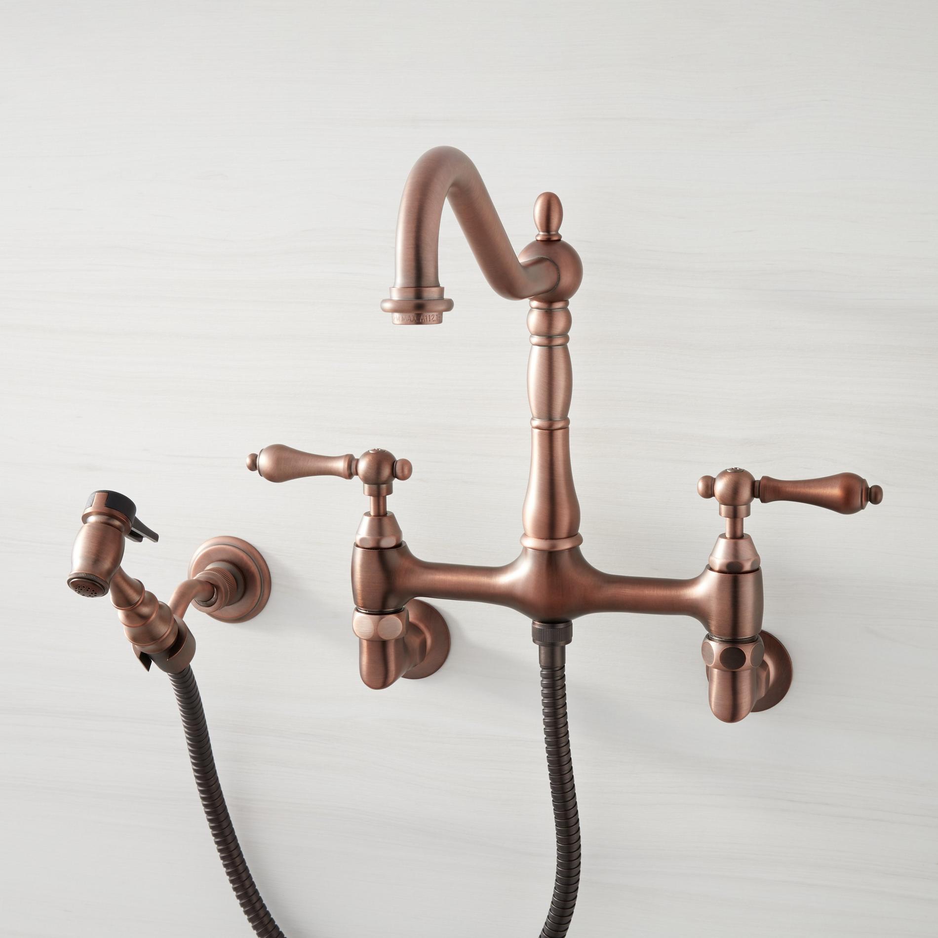 Felicity Wall-Mount Kitchen Faucet with Side Spray | Signature Hardware