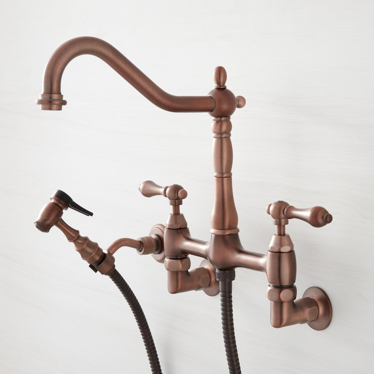 Felicity Wall-Mount Kitchen Faucet with Side Spray | Signature Hardware
