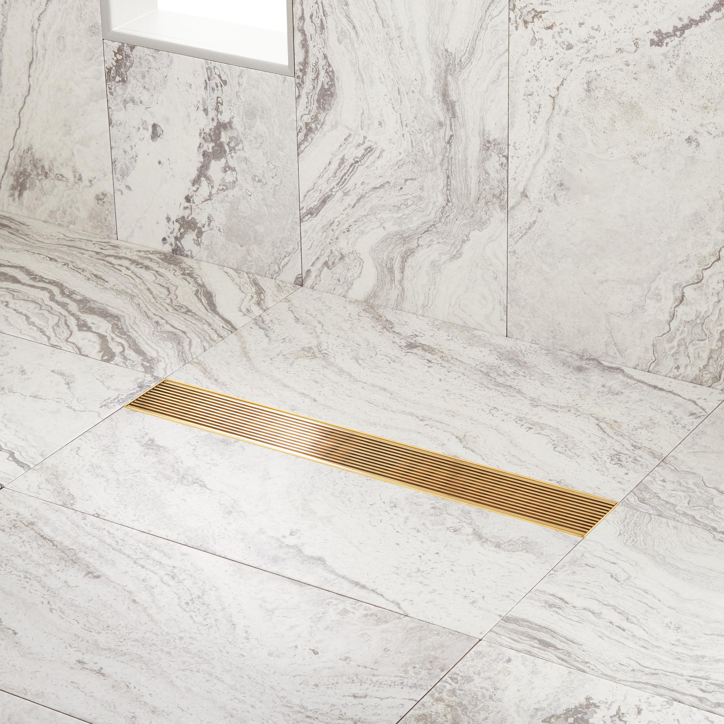 32" Carmen Linear Shower Drain - with Drain Flange - Matte Black ...