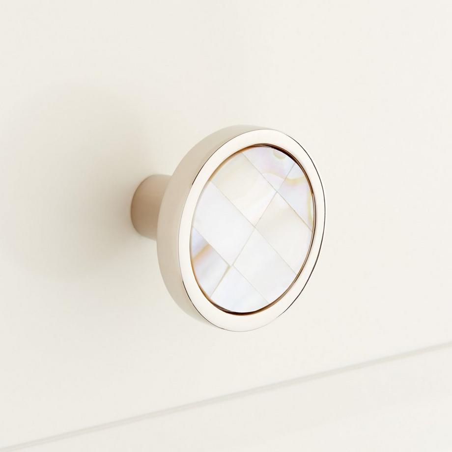 Simbury Enamel & Brass Circle Knob - Matte White/Satin Brass ...
