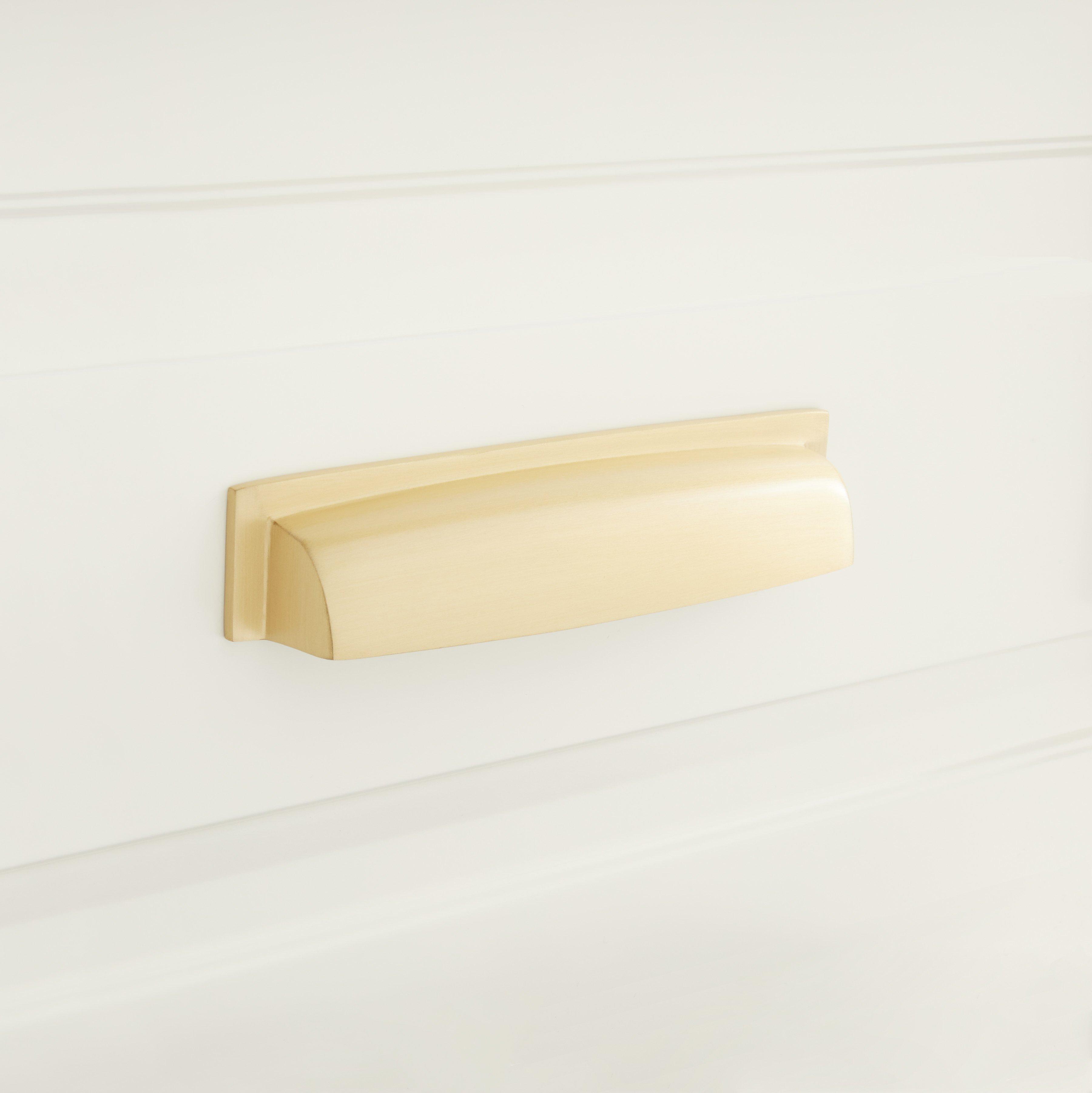 Edvard Solid Brass Rectangular Cup Pull - Satin Brass | Signature Hardware