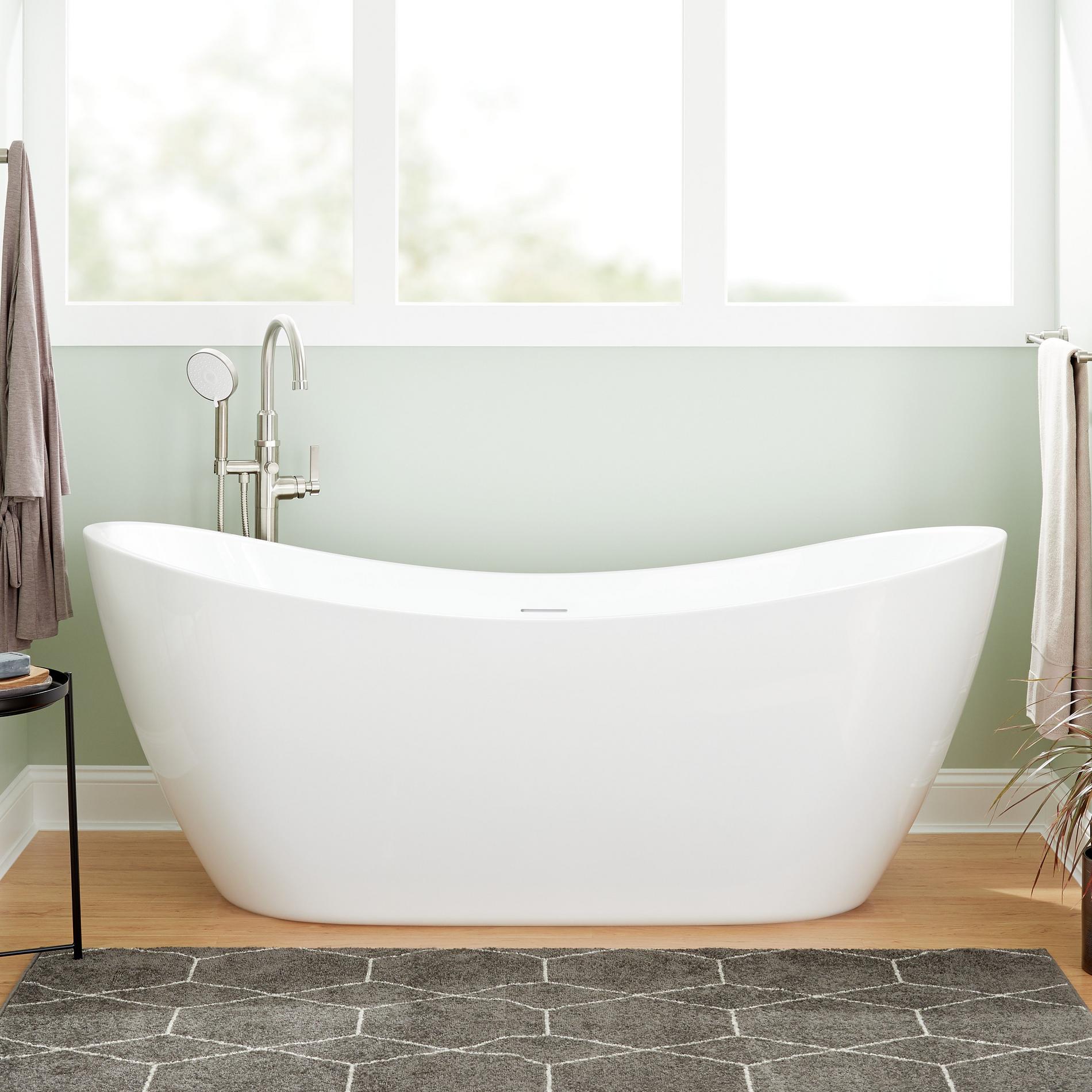 72" Sheba Acrylic Double-Slipper Tub - White Drain Trim | Signature ...