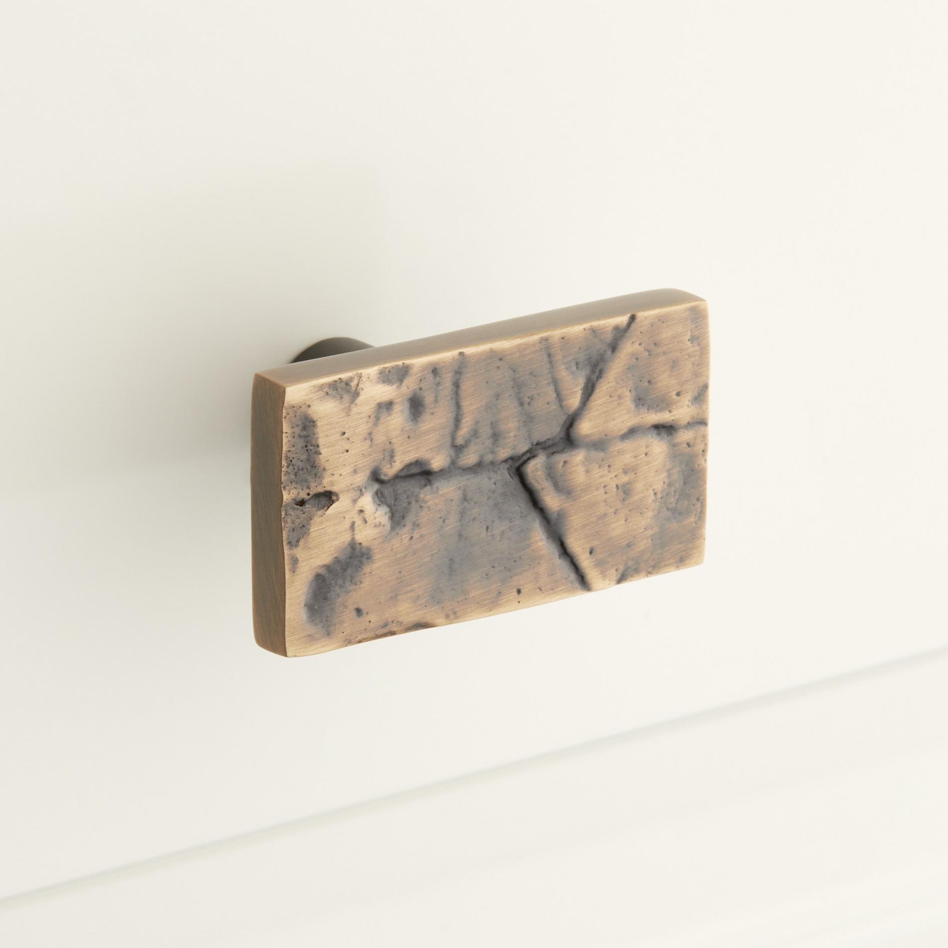 Leaf Pattern Solid Brass Rectangular Cabinet Knob | Signature Hardware