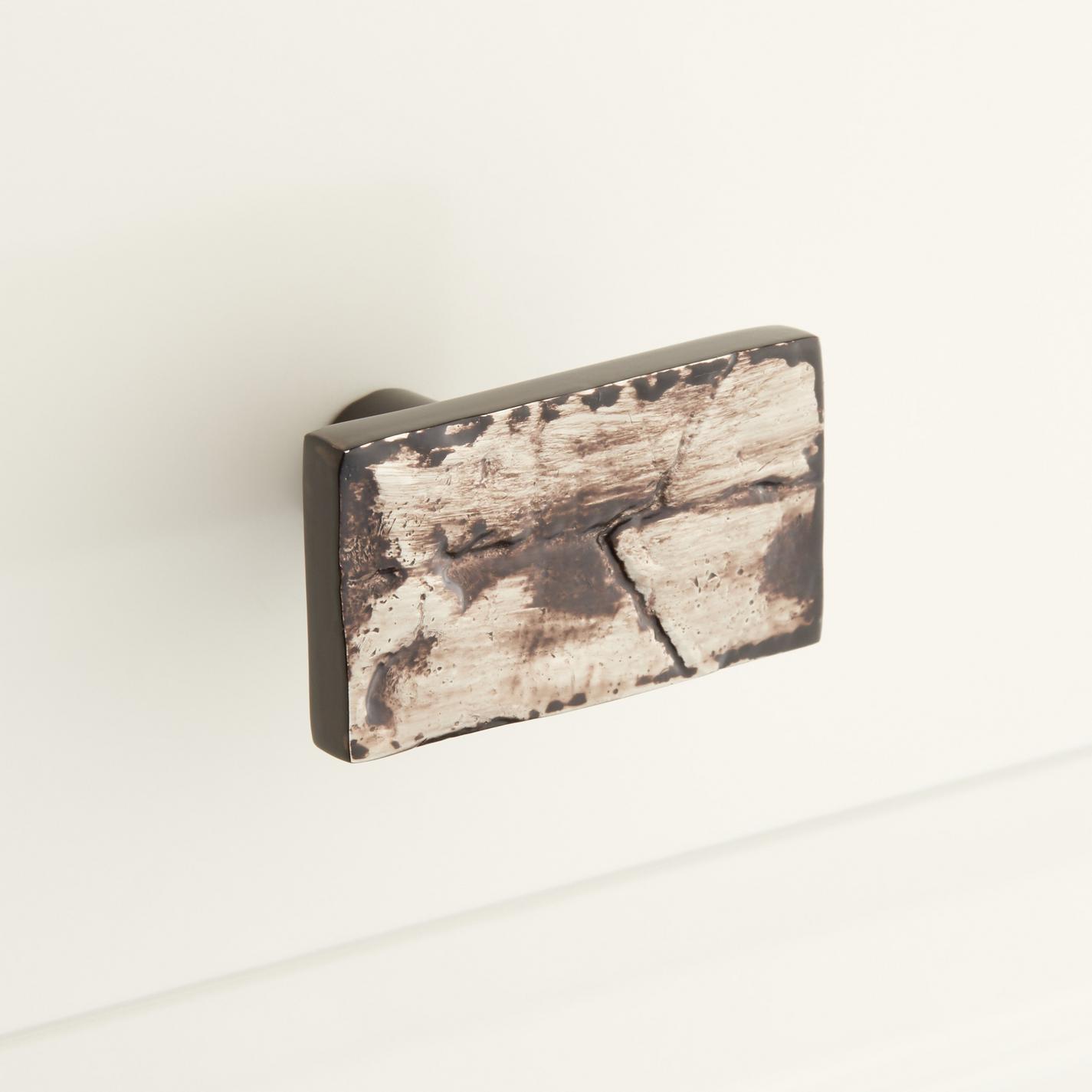 Leaf Pattern Solid Brass Rectangular Cabinet Knob | Signature Hardware