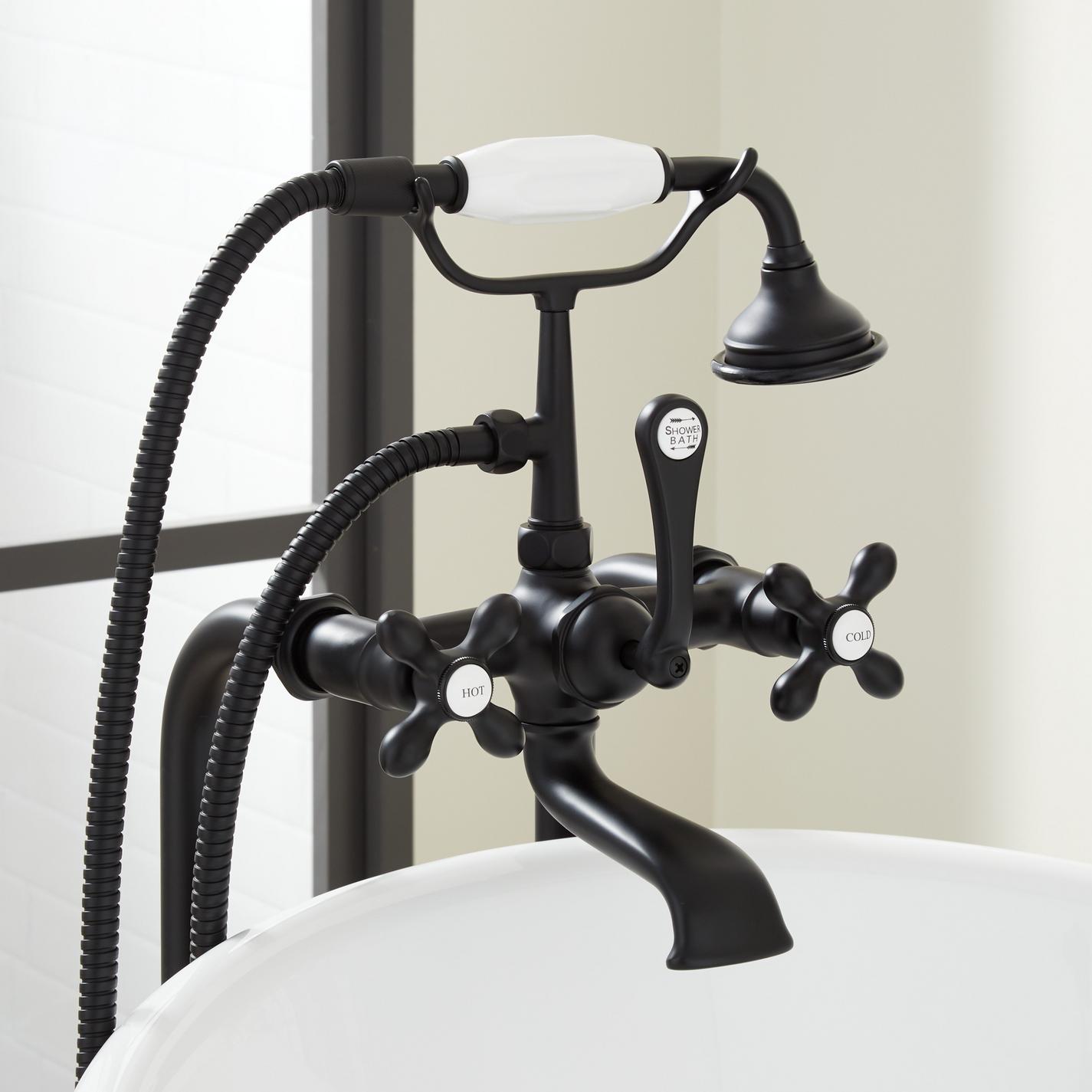 Freestanding Telephone Tub Faucet, Supplies & Valves - Cross Handles ...