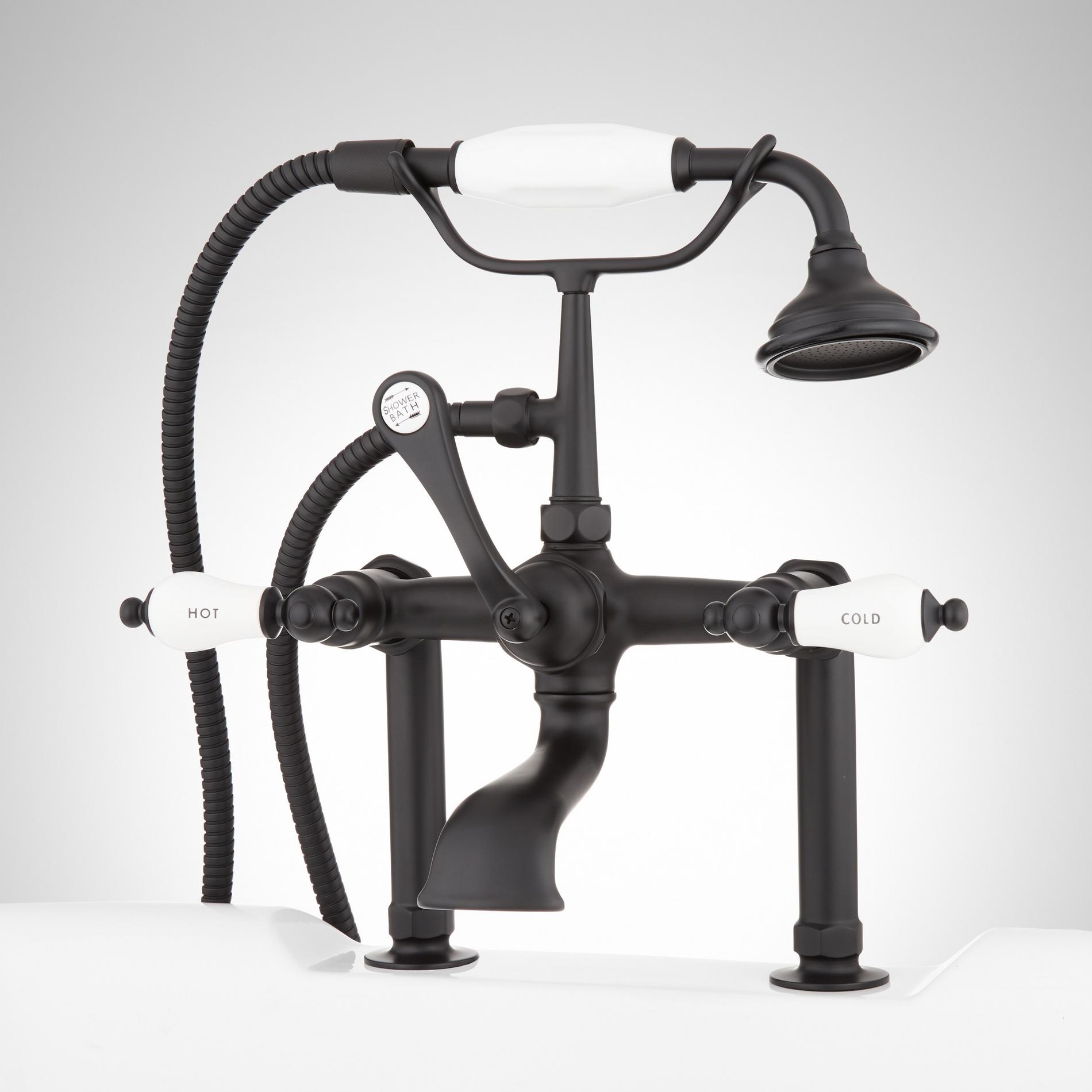 Deck-Mount Telephone Faucet - Porcelain Lever Handles and Deck Couplers ...