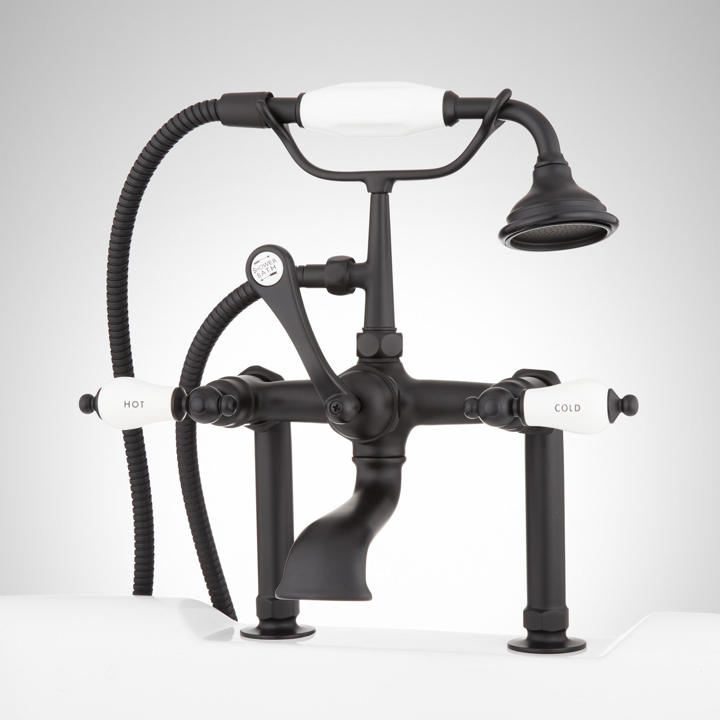 Deck-Mount Telephone Faucet - Porcelain Lever Handles and Deck Couplers ...