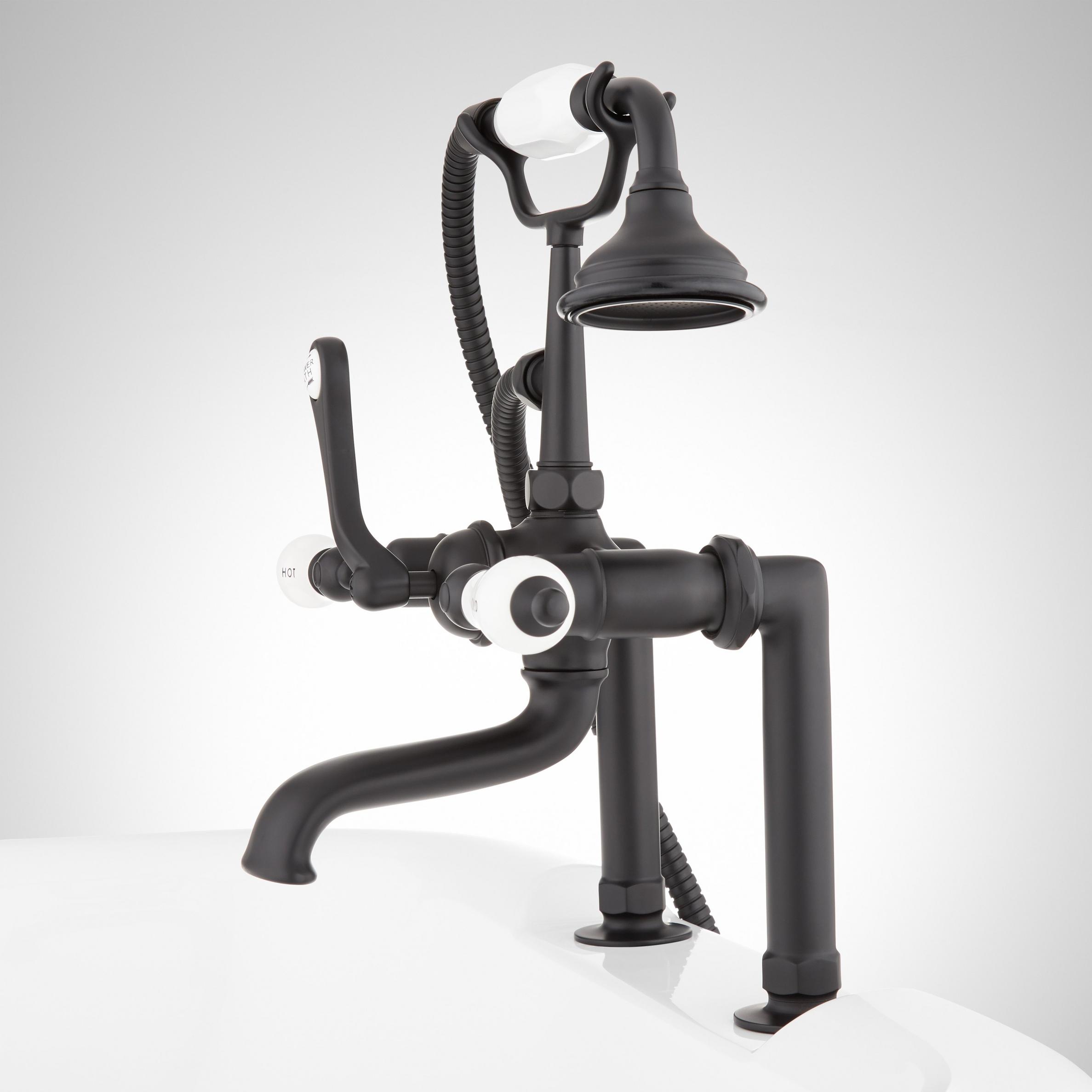 Deck-Mount Telephone Faucet - Porcelain Lever Handles and Deck Couplers ...