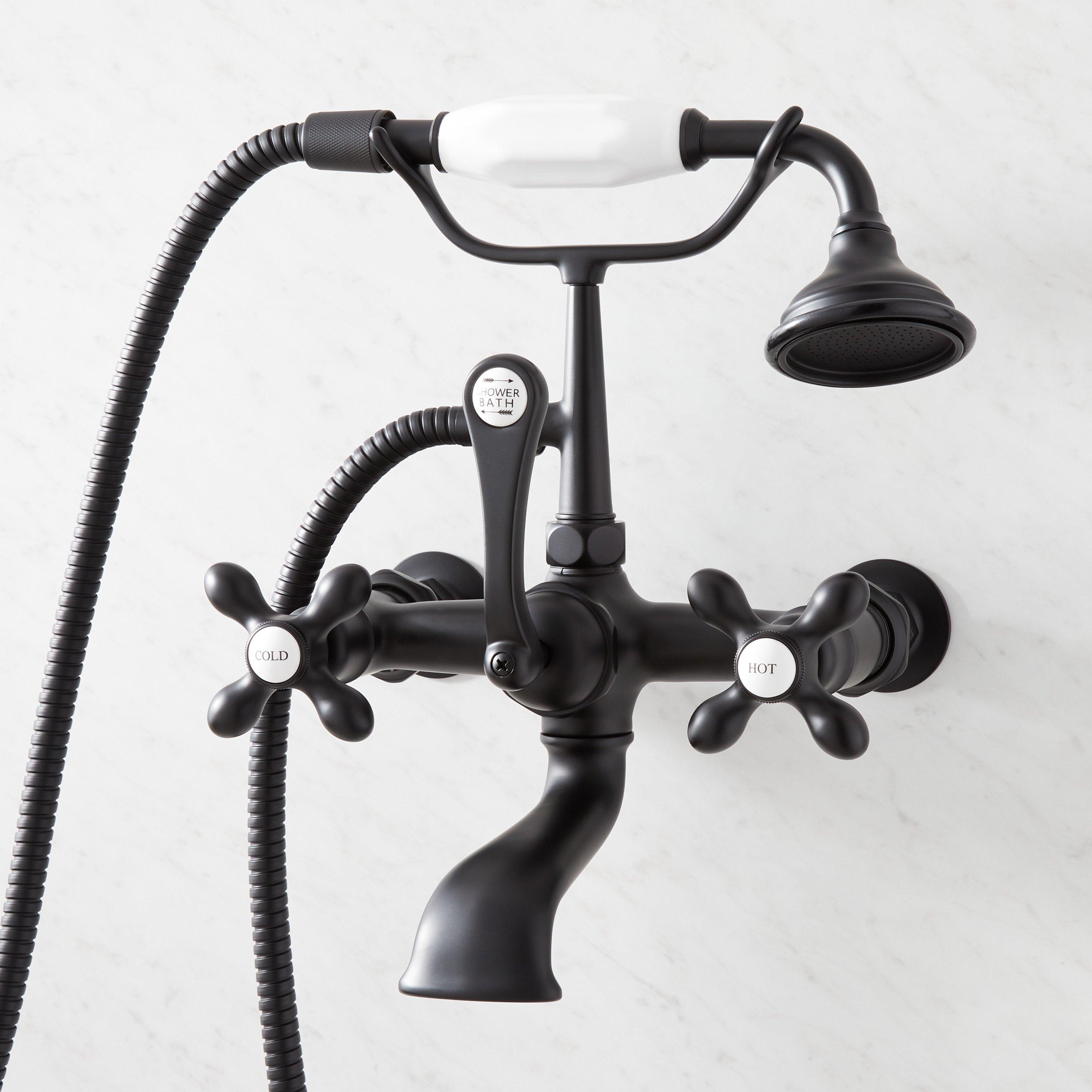 Wall-Mount Telephone Faucet with Cross Handles and 2" Wall Couplers ...