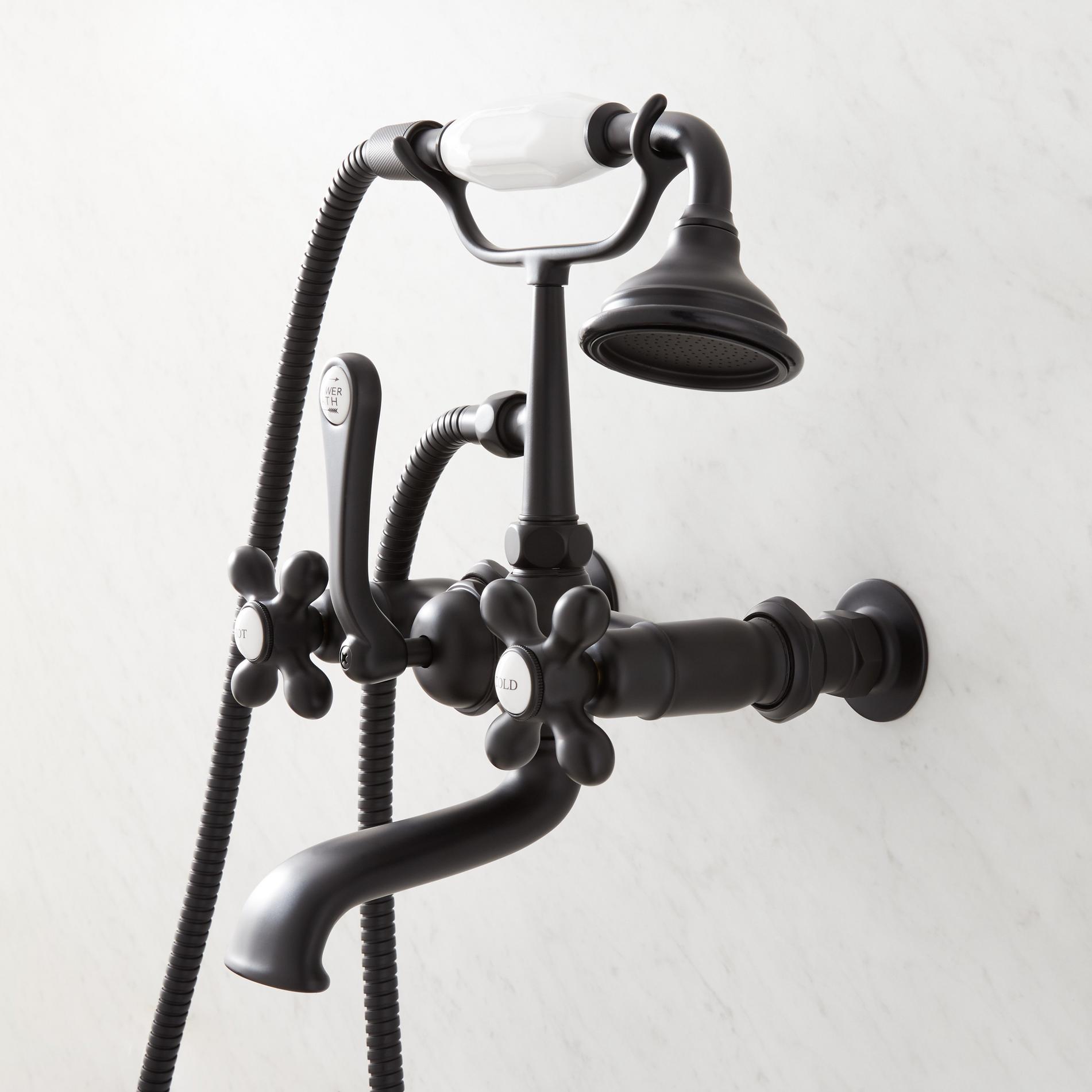 Wall-Mount Telephone Faucet with Cross Handles and 2" Wall Couplers ...
